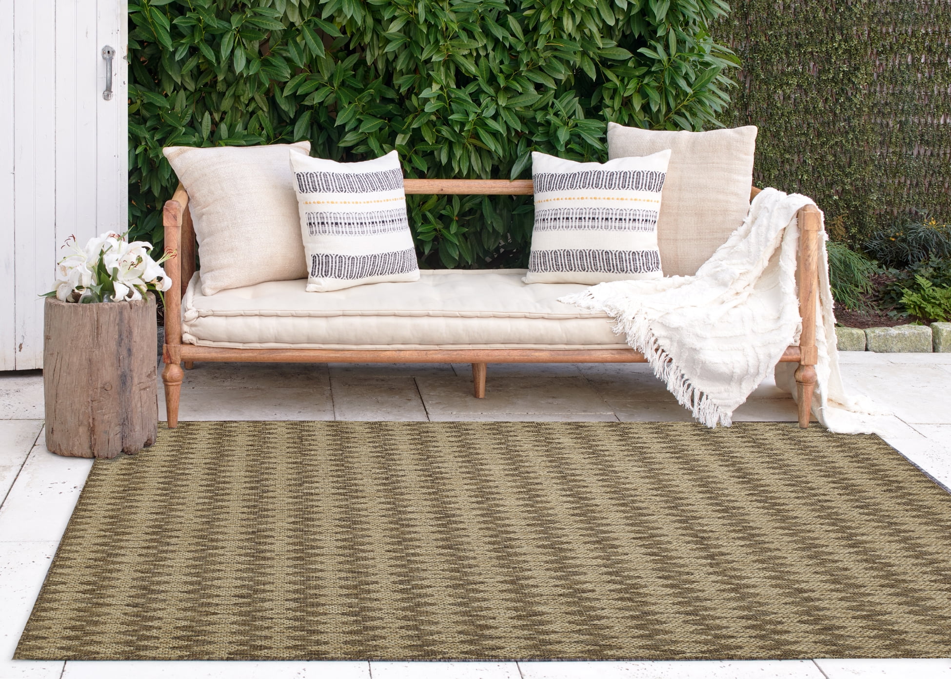 FH Home Flat Woven Outdoor Rug - Waterproof, Easy to Clean, Stain ...