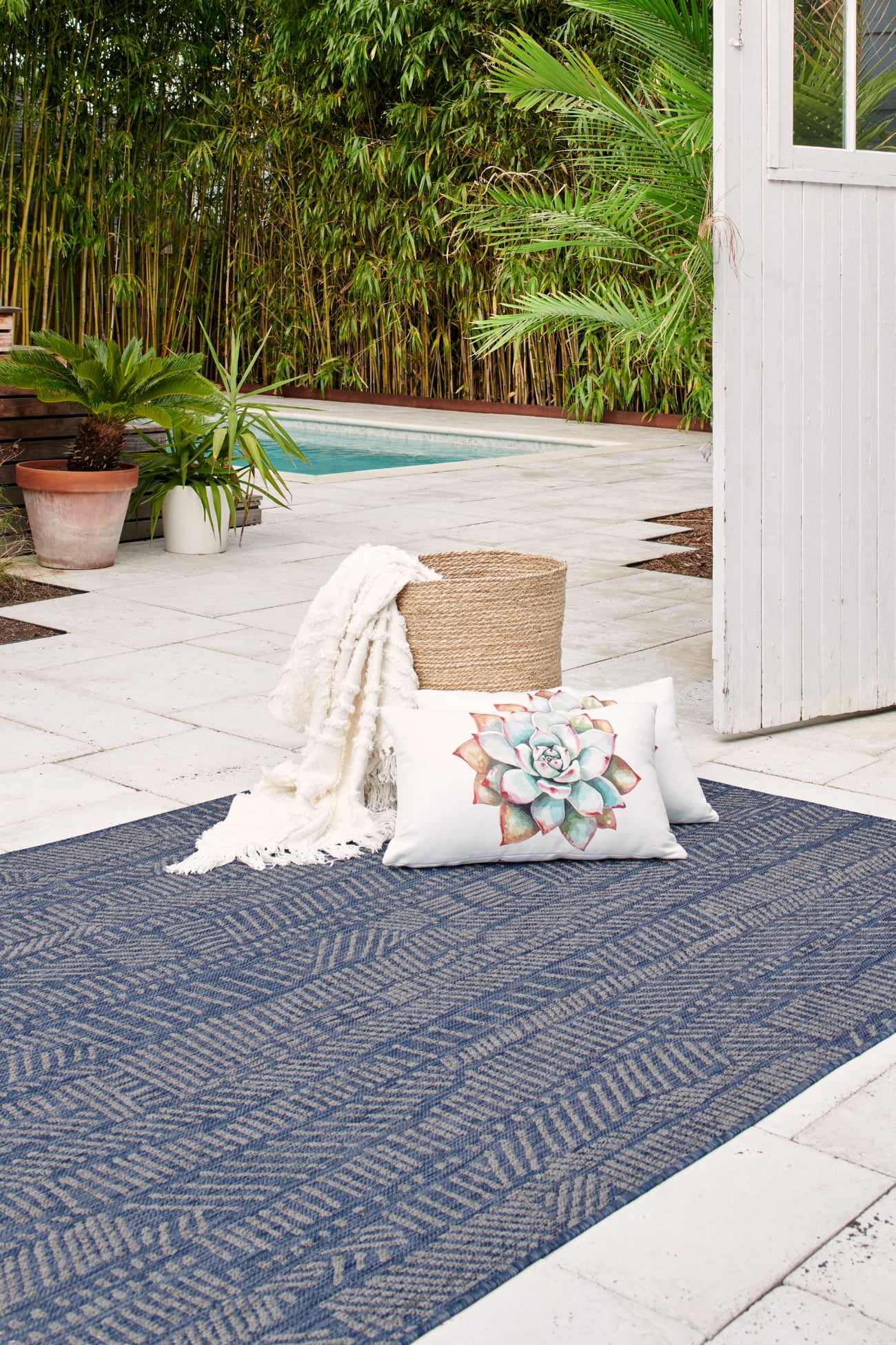 FH Home Flat Woven Outdoor Rug - Waterproof, Easy to Clean, Stain ...