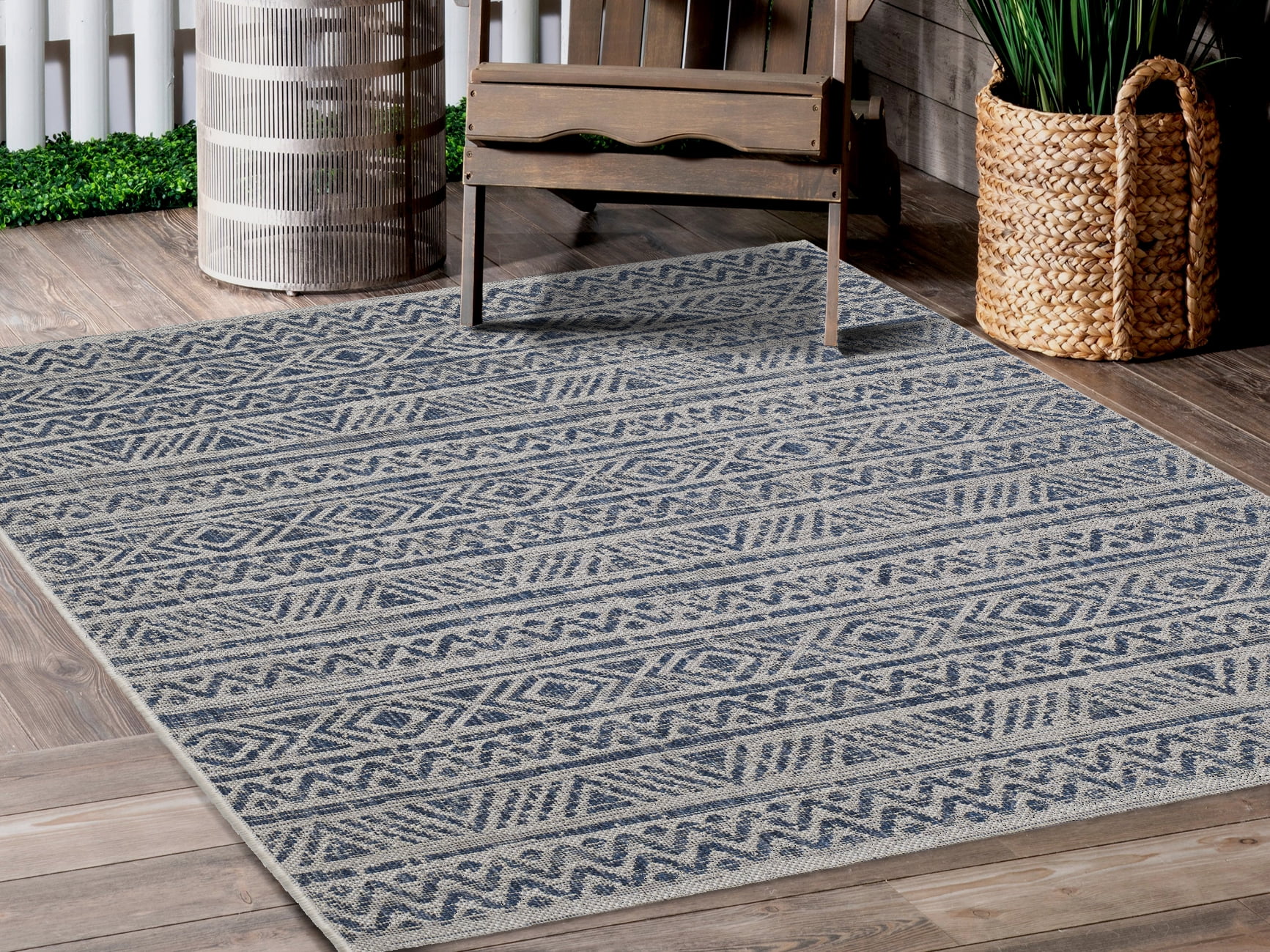 FH Home Flat Woven Outdoor Rug - Waterproof, Easy to Clean, Stain ...