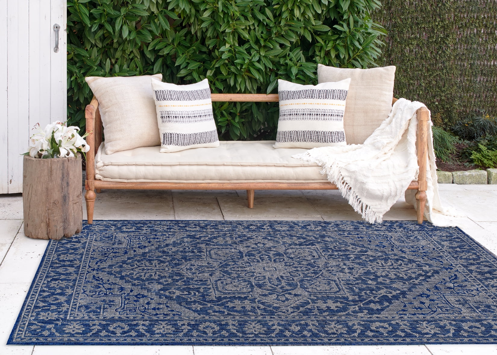 FH Home Flat Woven Outdoor Rug - Waterproof, Easy to Clean, Stain ...