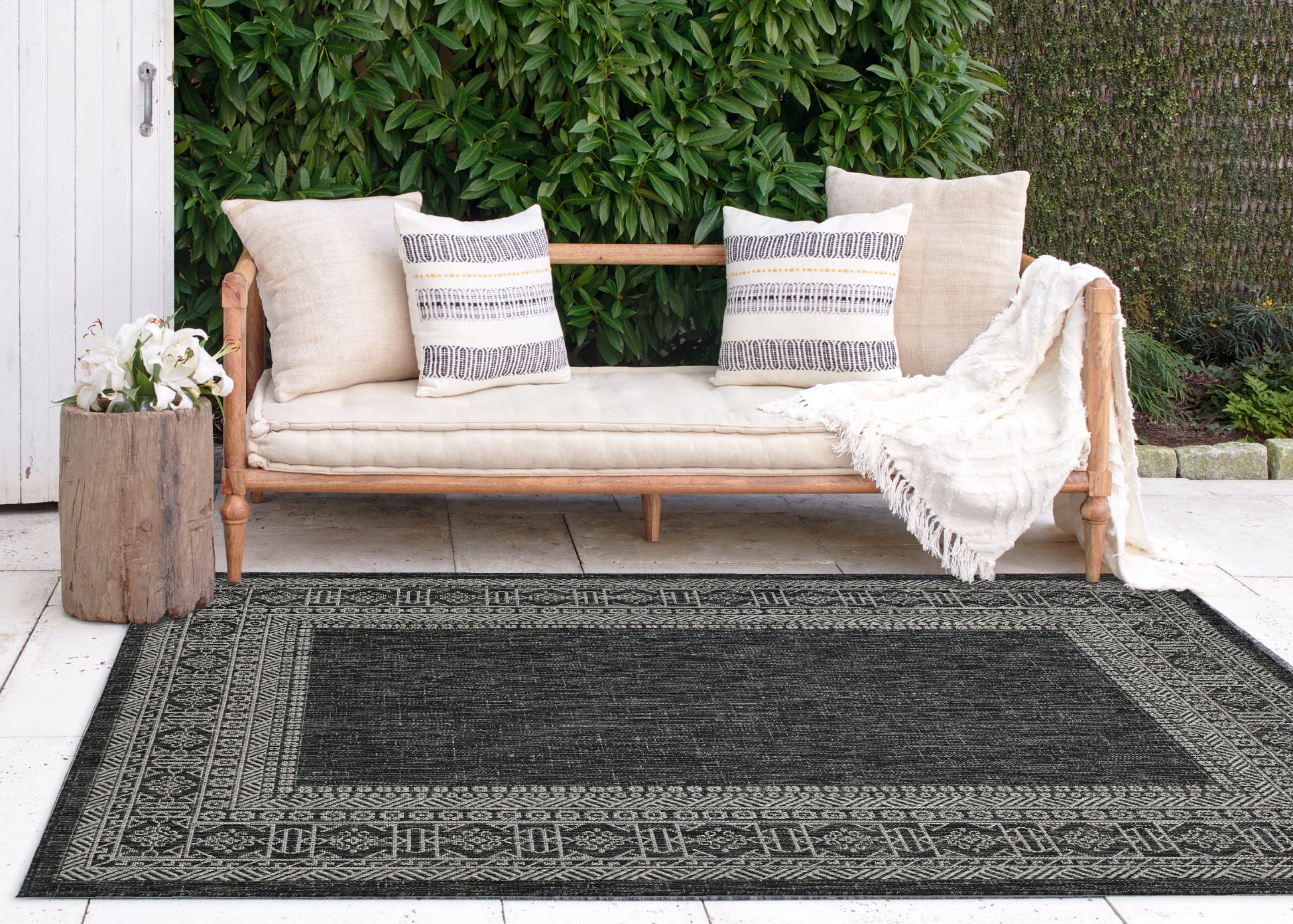 FH Home Flat Woven Outdoor Rug - Waterproof, Easy to Clean, Stain ...