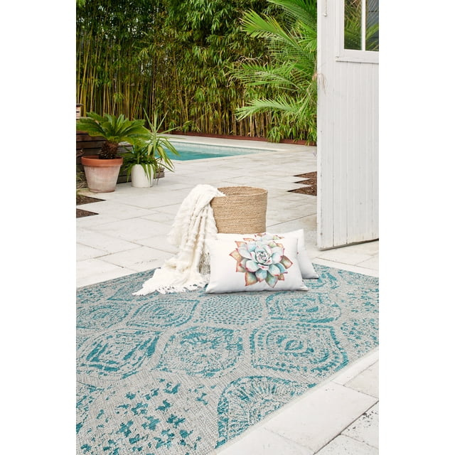 FH Home Flat Woven Outdoor Rug - Waterproof, Easy to Clean, Stain ...
