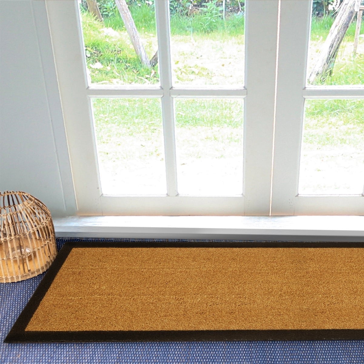 FH Home Modern Non Slip Doormat - Durable, Thin - Natural Coir & Rubber ...