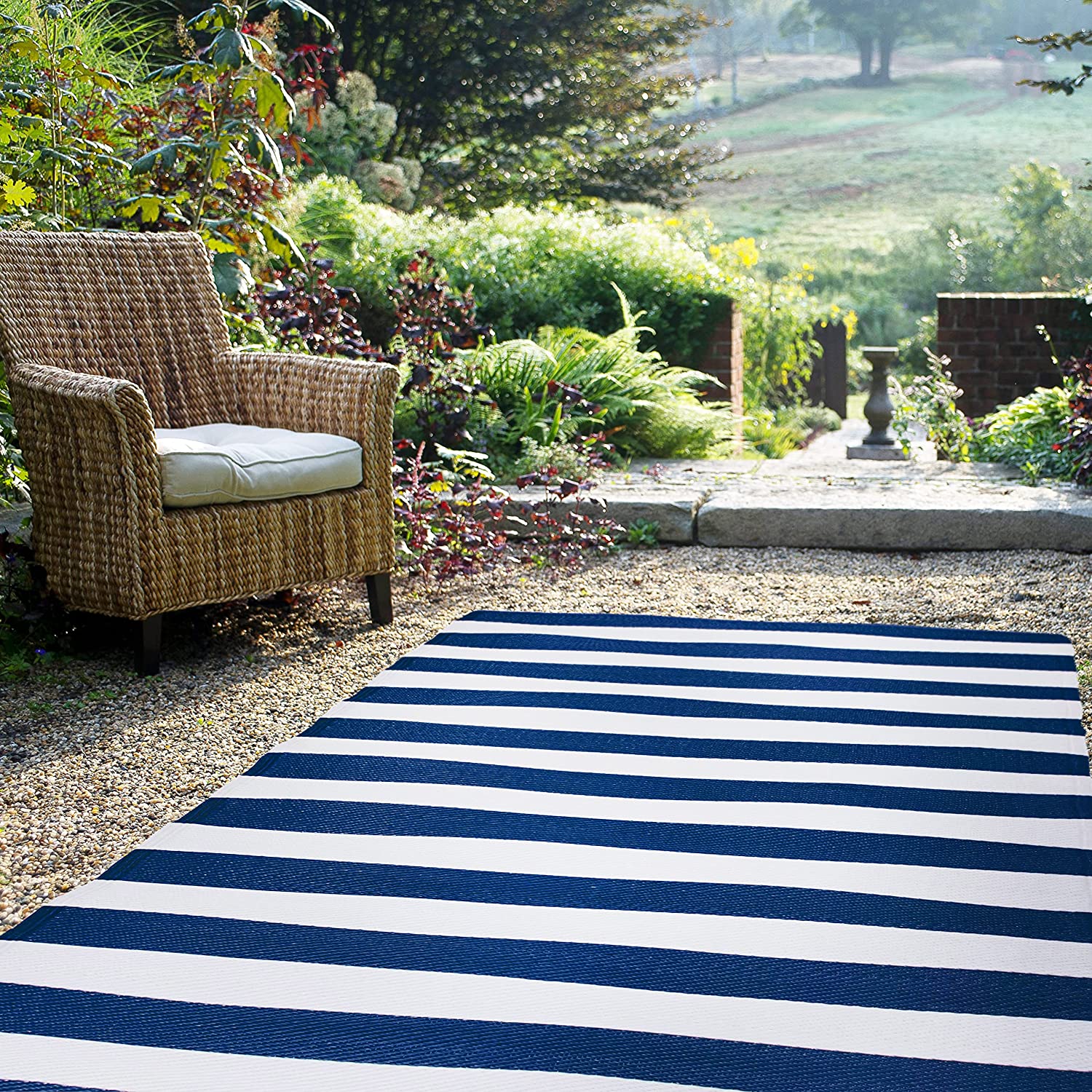 Better Homes & Gardens 6' x 9' Multi-Color Striped Outdoor Rug ...