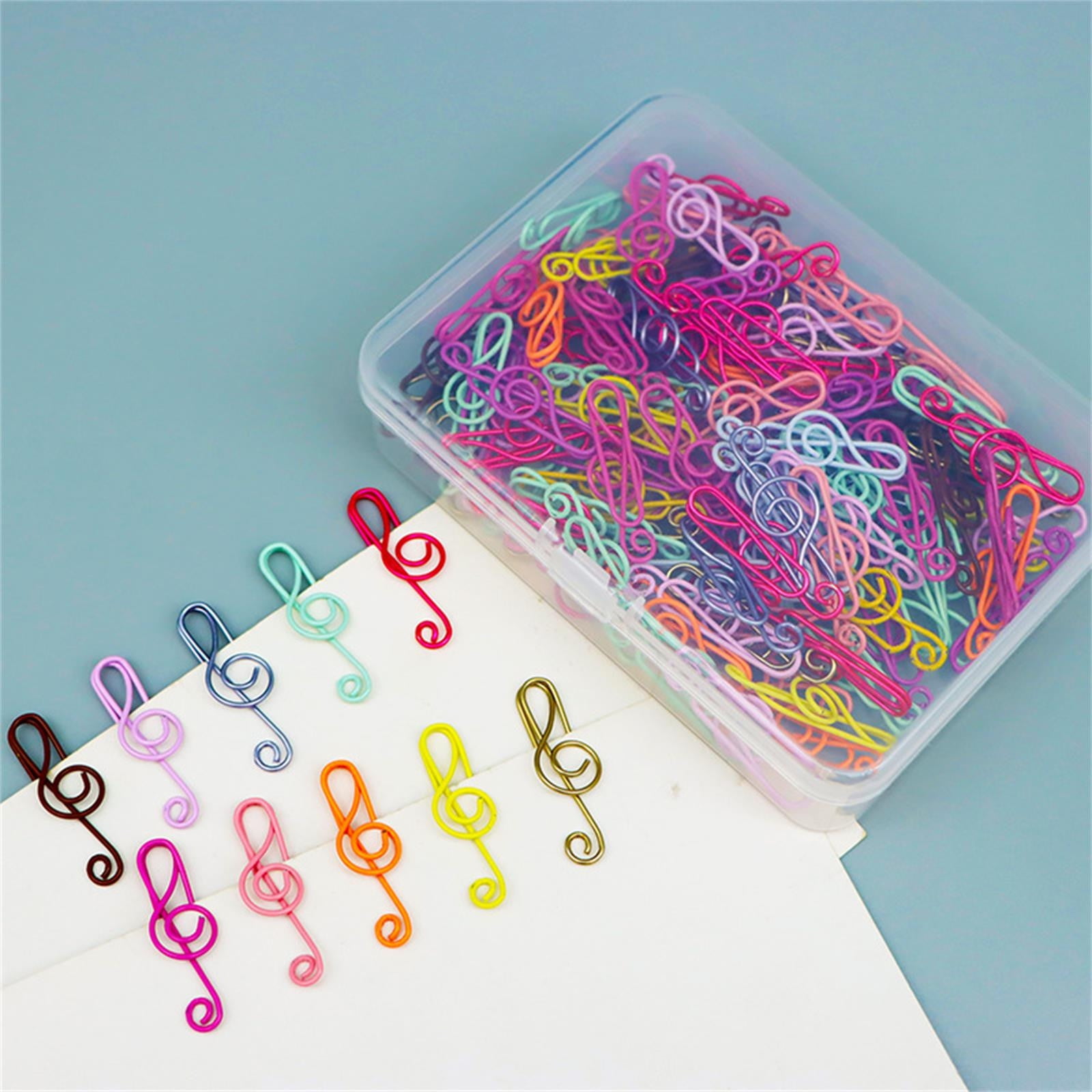 FHBVT 120PCS Multicolor Music Note Paper Clips PET Coated Metal Shaped ...