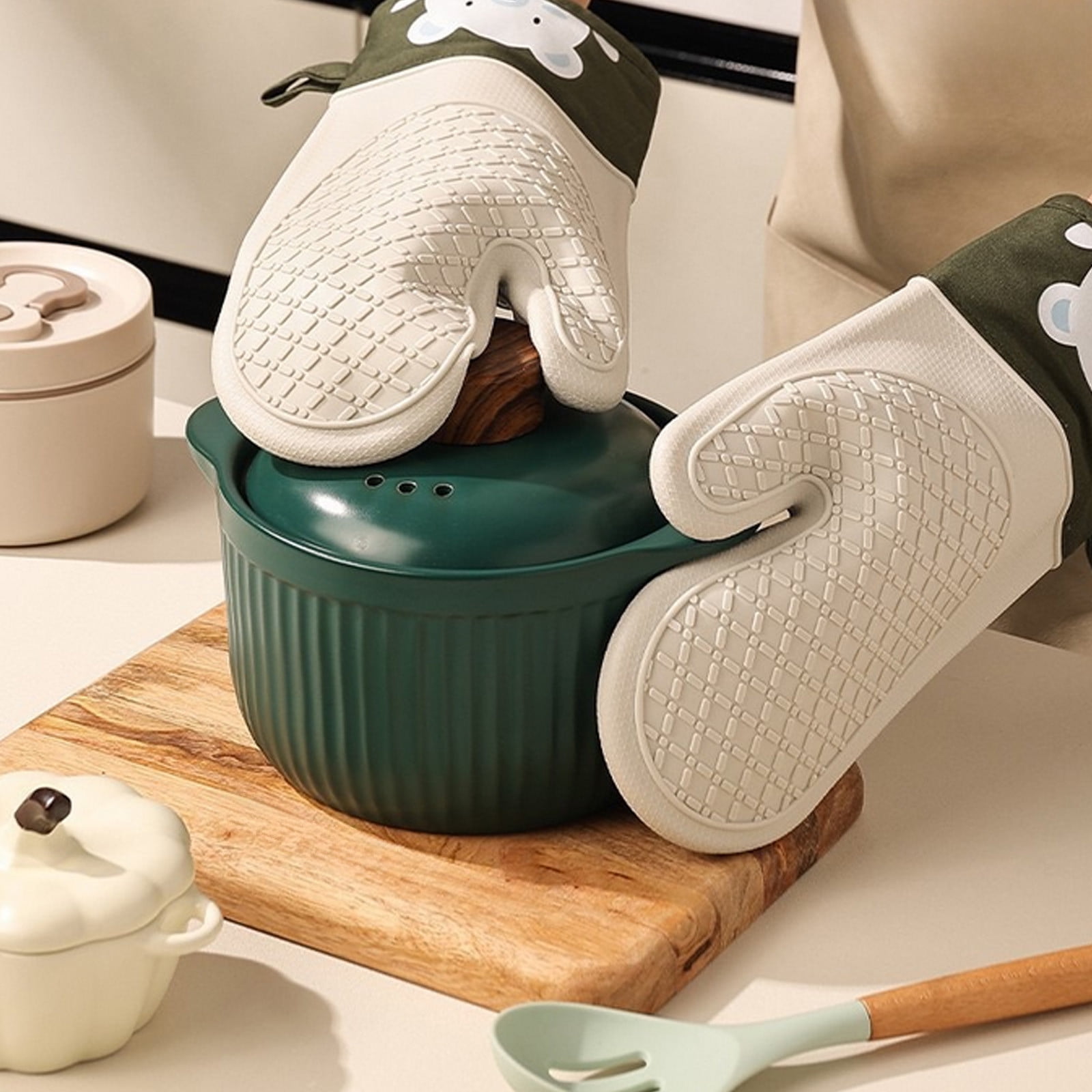 FHBVT 1Pc Food Grade Silicone Oven Gloves Heat-Resistant 300℃ Anti-Slip ...