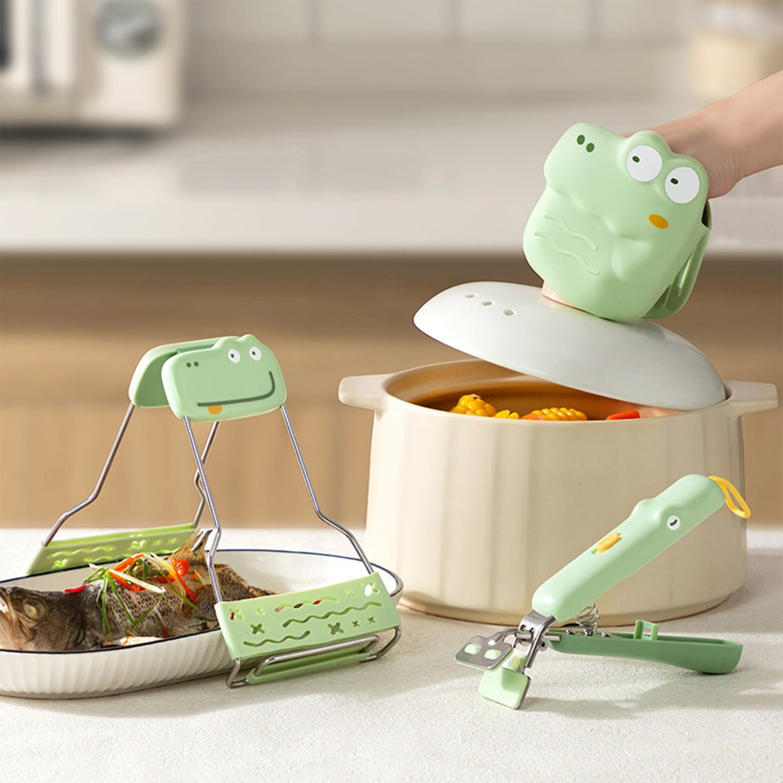 FHBVT 3 Piece Bowl Plate Lifter Set Stainless Steel Silicone Insulated ...