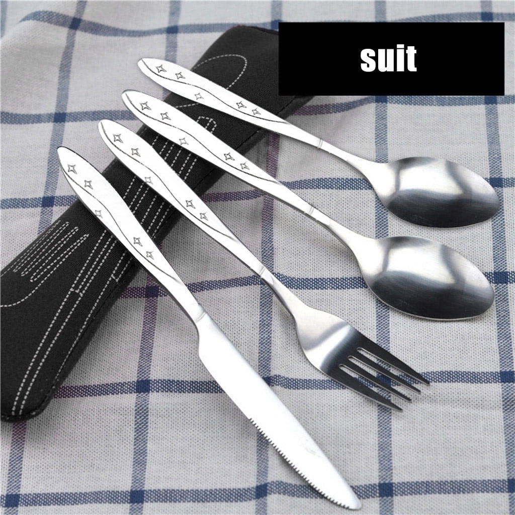 FHBVT 4Pcs Stainless Steel Camping Cutlery Set, Travel Flatware with ...