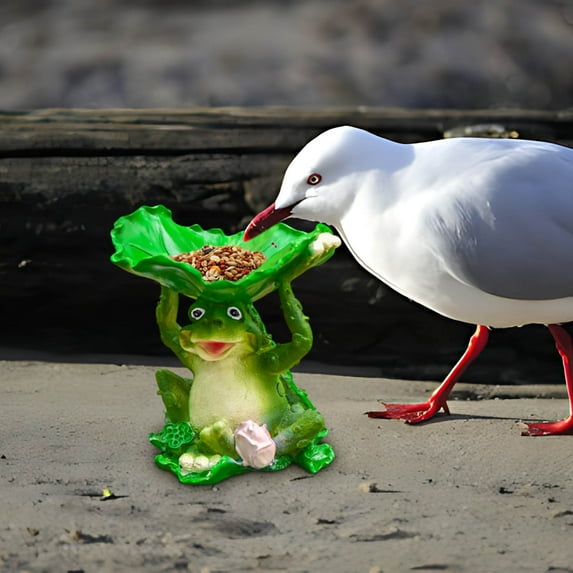 FHBVT 5.7In Resin Frog Hummingbird Feeder with Lotus Leaf Top ...