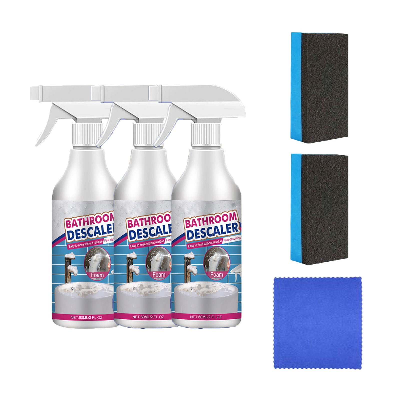 FHBVT 60ml Bathroom Cleaner and Glass Descaler, Powerful Stain Remover ...