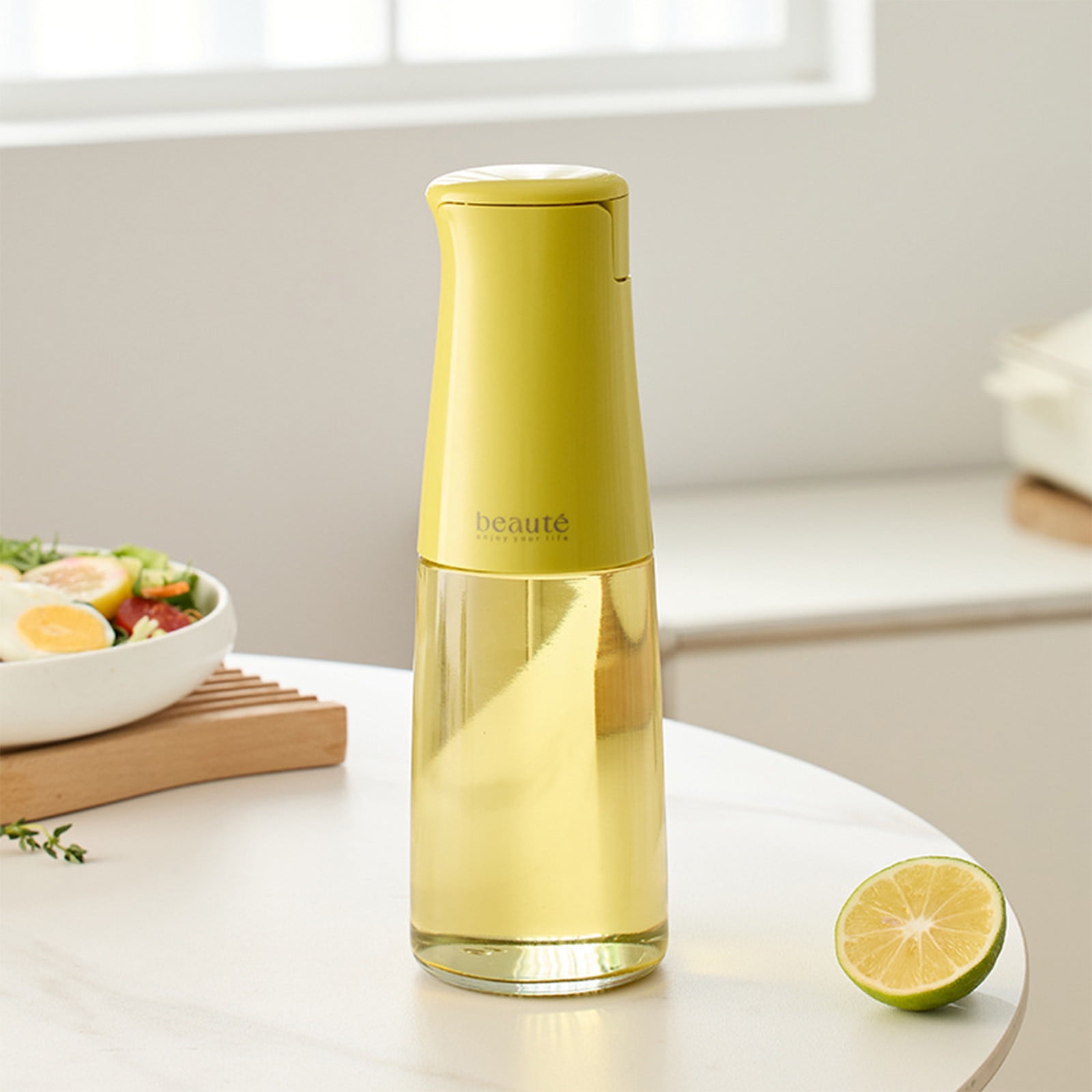 FHBVT Automatic Oil Pot, Glass Condiment Dispenser with Flip-Top Lid ...