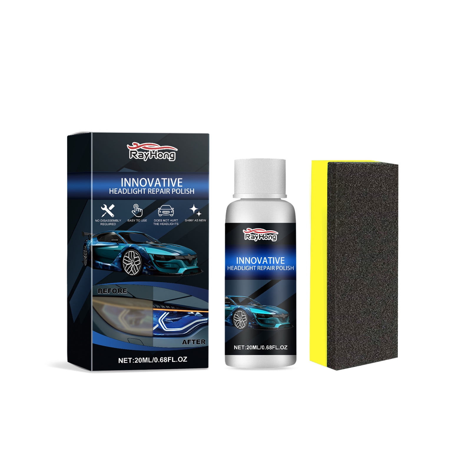 FHBVT Car Headlight Repair Fluid Kit, Yellowing & Oxidation Restoration ...