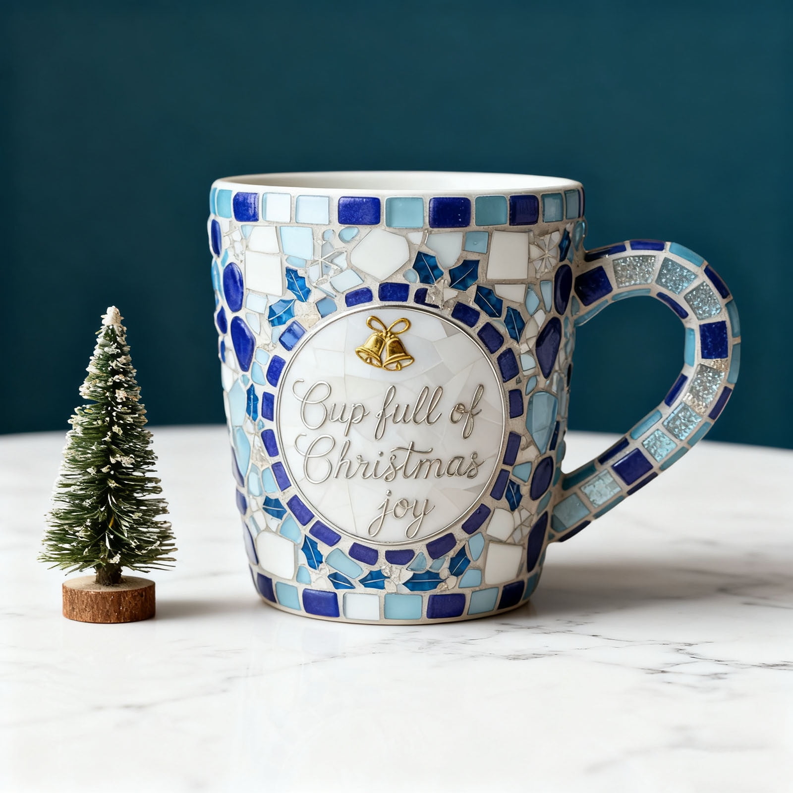 FHBVT Christmas Seaglass Ceramic Cup Handcrafted Shimmering Inlay Heat ...