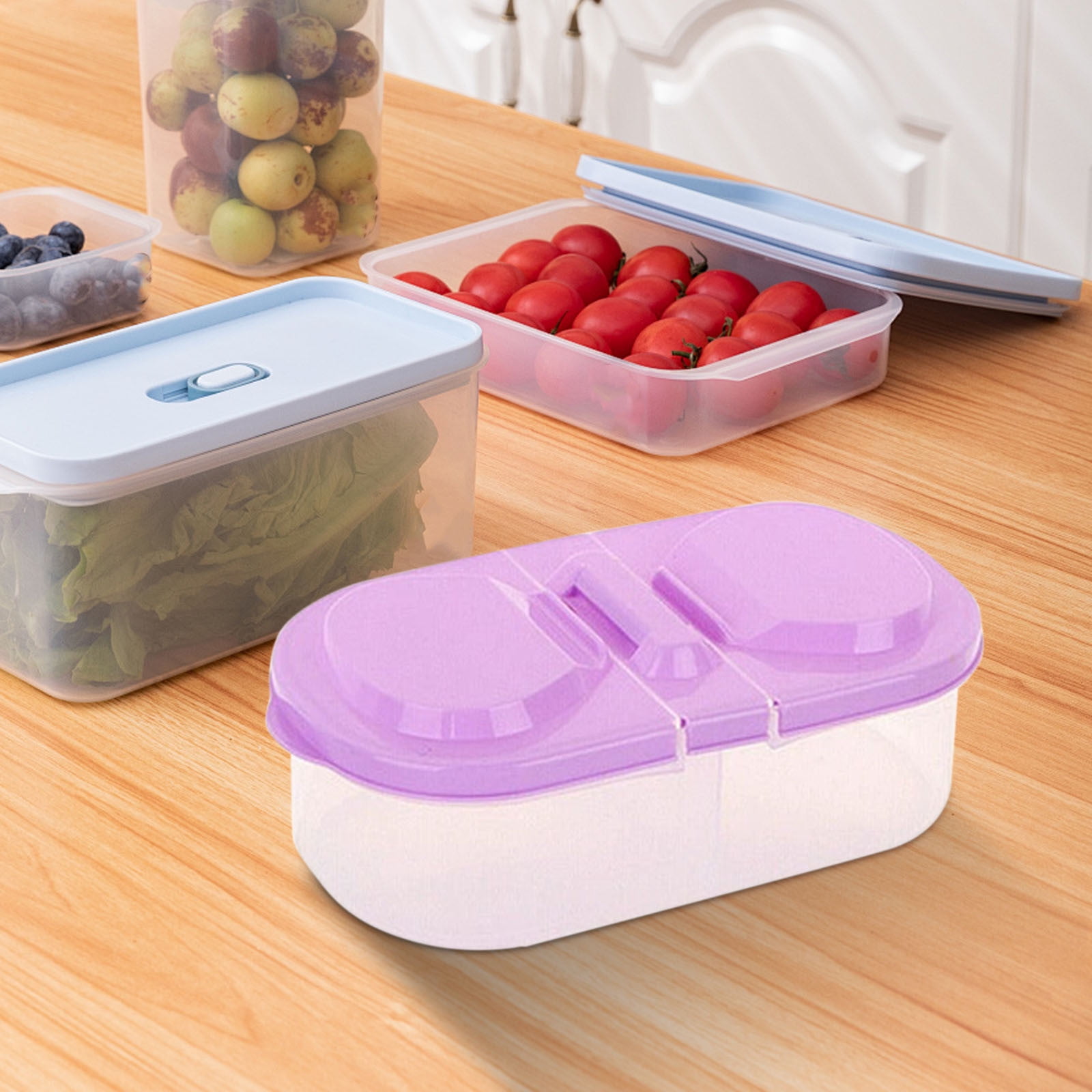 FHBVT Fridge Freezer Storage Rack,2 Divided Boxes Kitchen Food ...