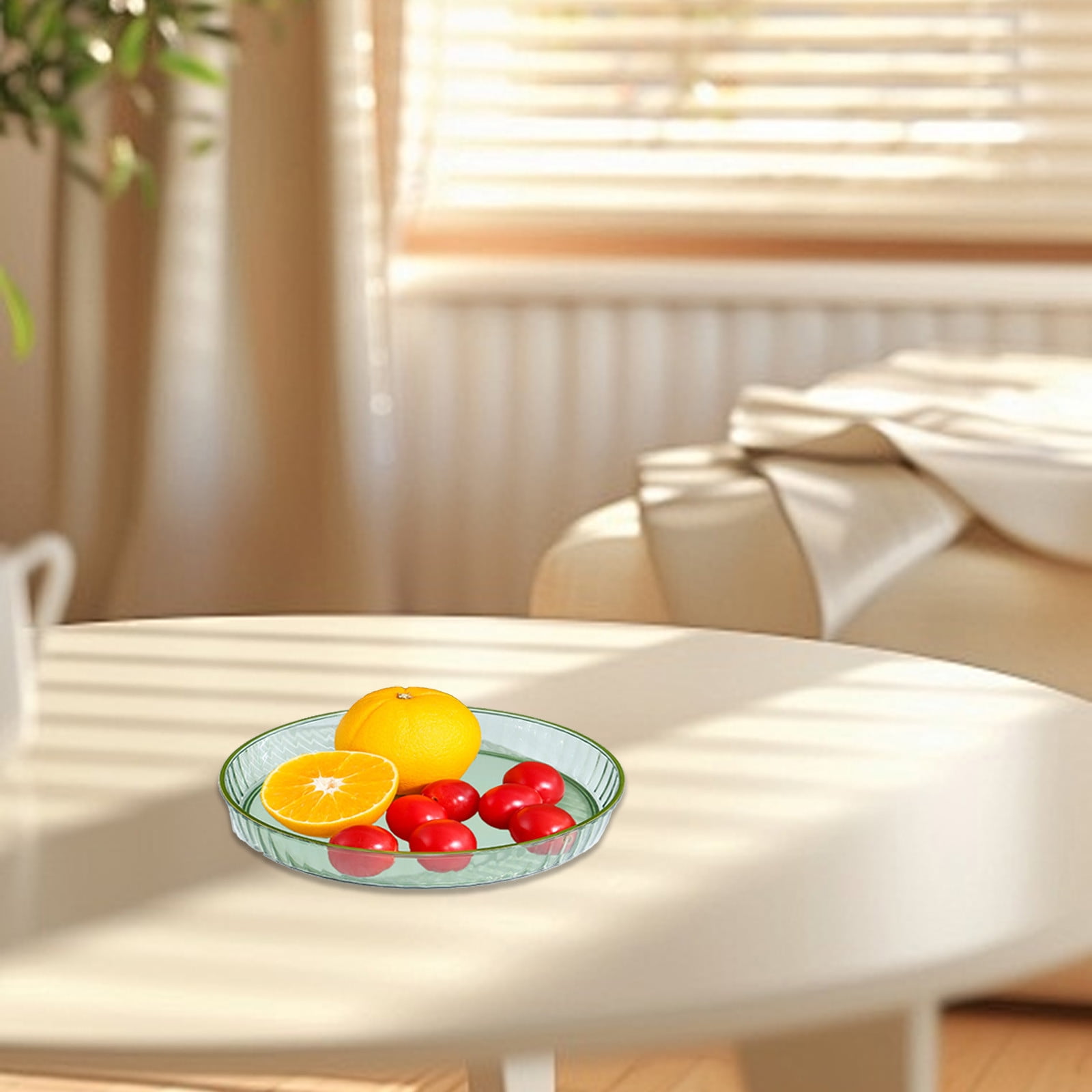 FHBVT Fruit Platter Plastic Serving Tray Round Snack Bowl Commercial ...