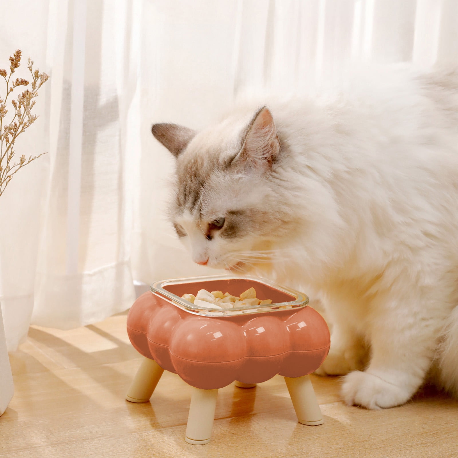 FHBVT Glass Elevated Cat Bowl Food Grade Non-Toxic Anti-Tip Design ...