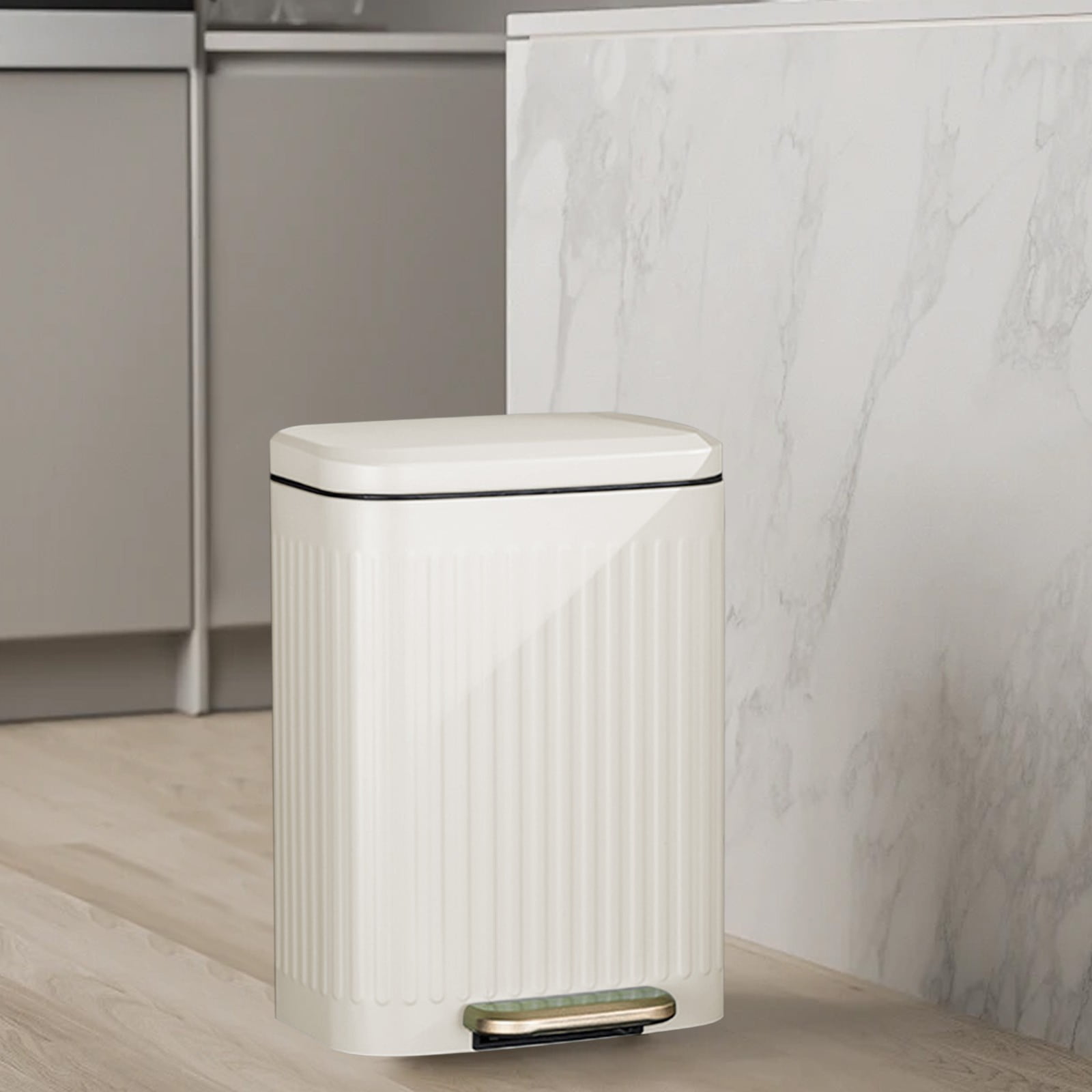 FHBVT Household Trash Can with Lid, Odorless Foot Pedal Trash Bin ...