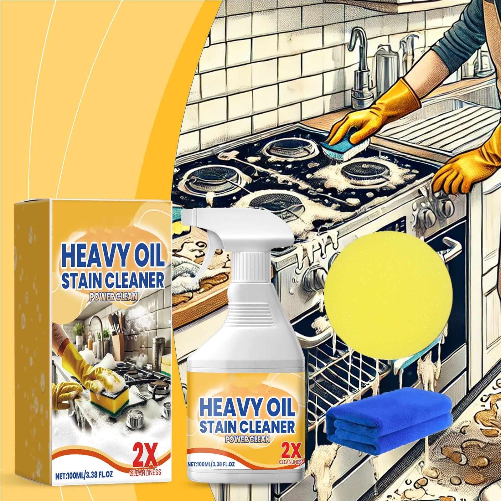 FHBVT Kitchen Oil Stain Remover Degreasing Spray Range Hood Cleaner ...