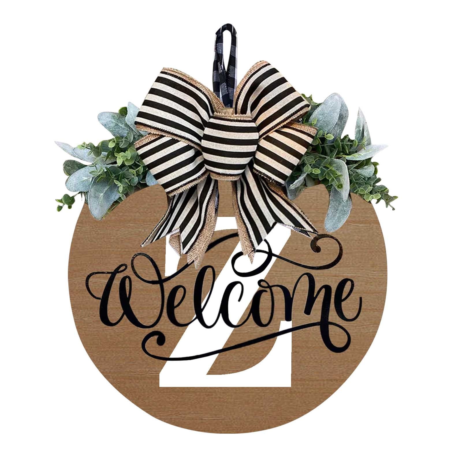 FHBVT Last Name Front Door Wreath&Year-Round Decorative Hanging Plaque ...