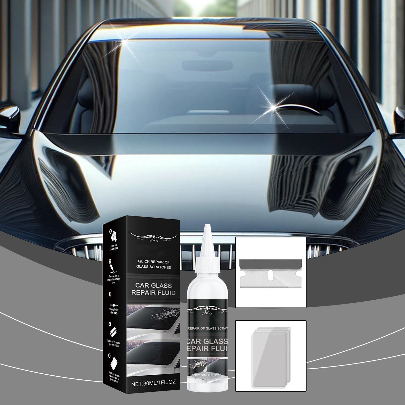 FHBVT Windshield Crack Repair Kit&Glass Chip Repair Glue Prevents Crack ...
