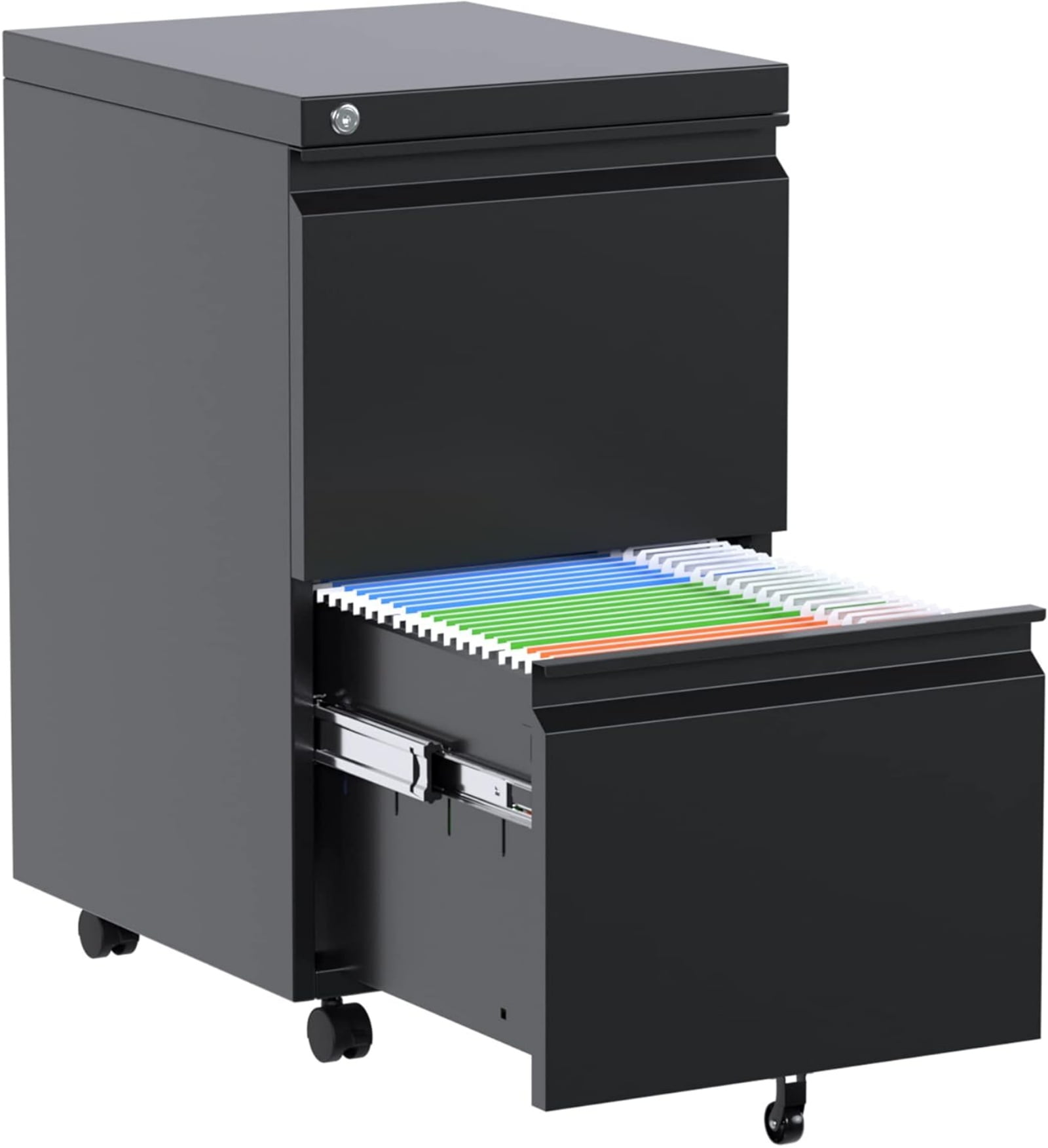 FHCC File Cabinet 3 Drawers with Lock, Metal Rolling Office Filing ...