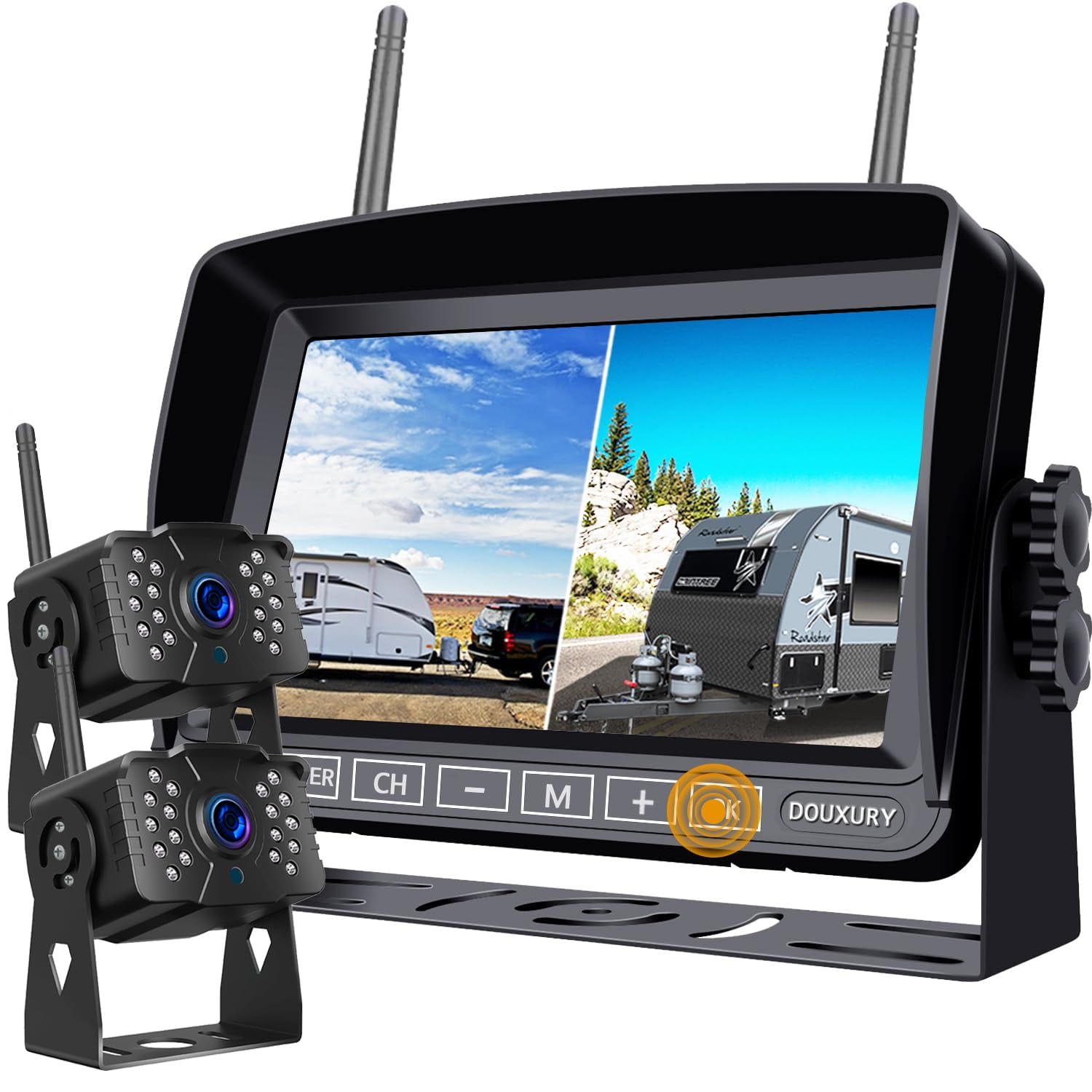 FHD 1080P 2 Digital RV Wireless Backup Camera System for RV Trailer ...