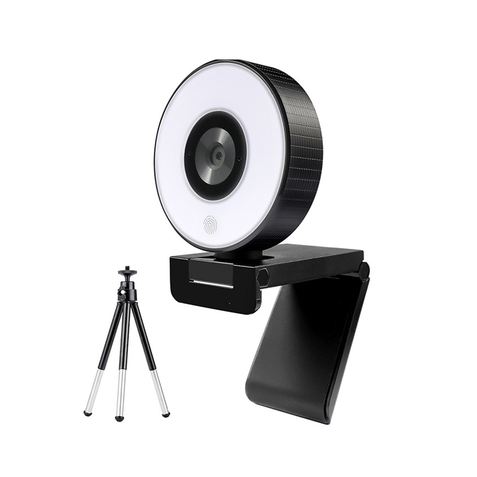 FHD 1080P Fixed Focus Live Streaming Webcam With Dual Ring Light 30FPS ...