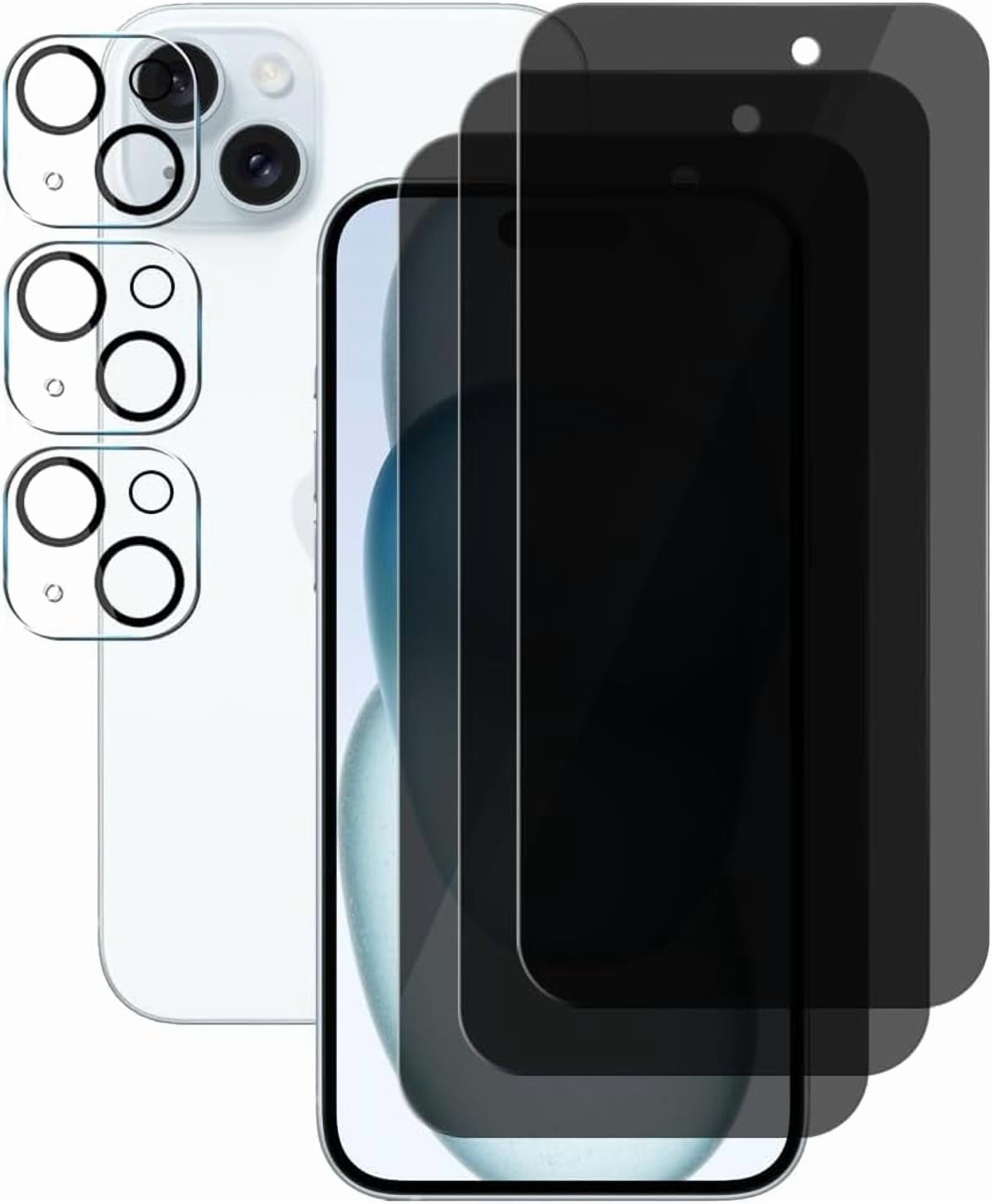 FHDFHD (3+3) For iPhone 15 Plus (6.7") (3 Pack) Anti Spy Private ...