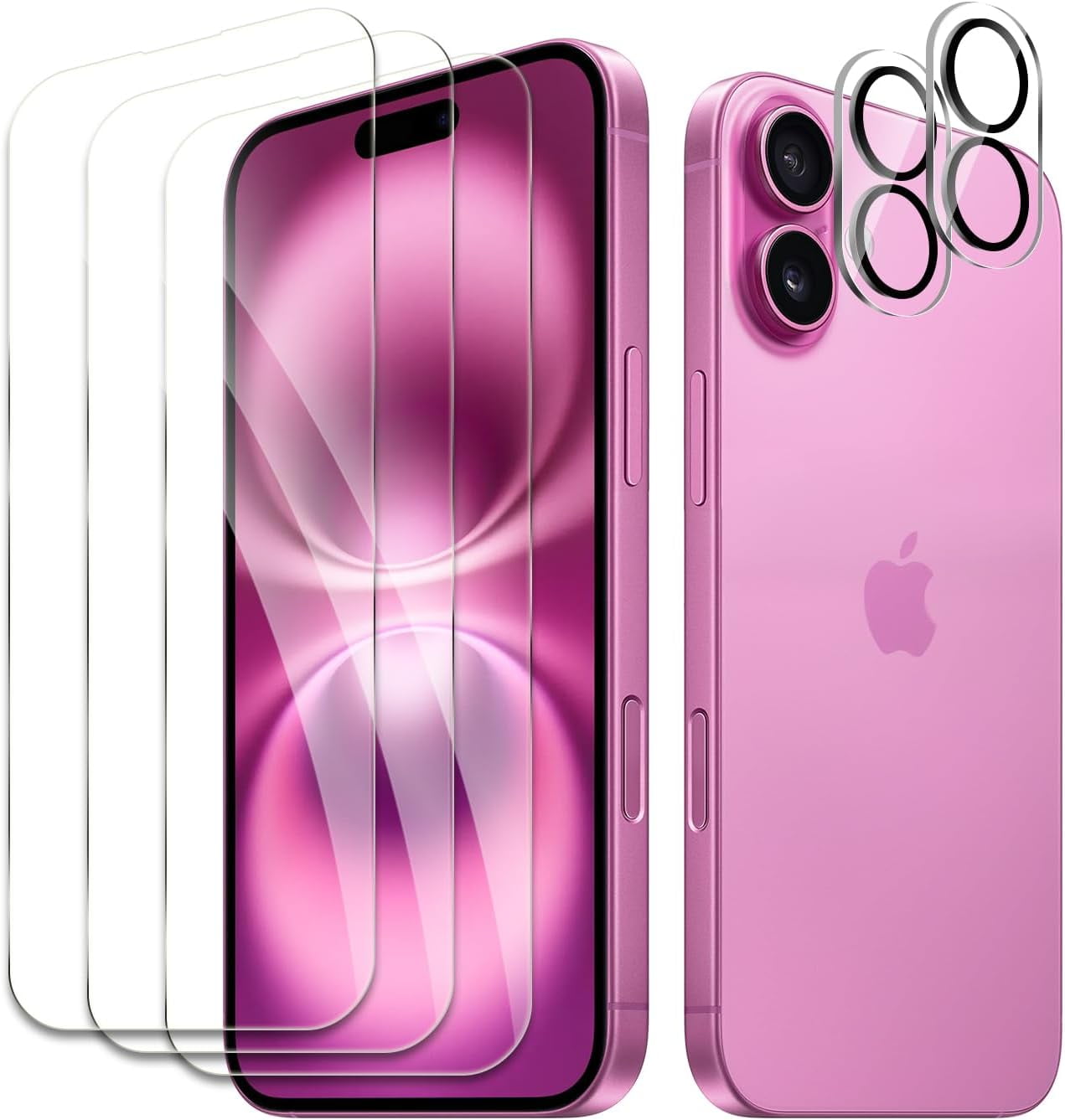 FHDFHD 3 Pack Screen Protector for iPhone 15 Plus+2 Pack Camera Lens ...