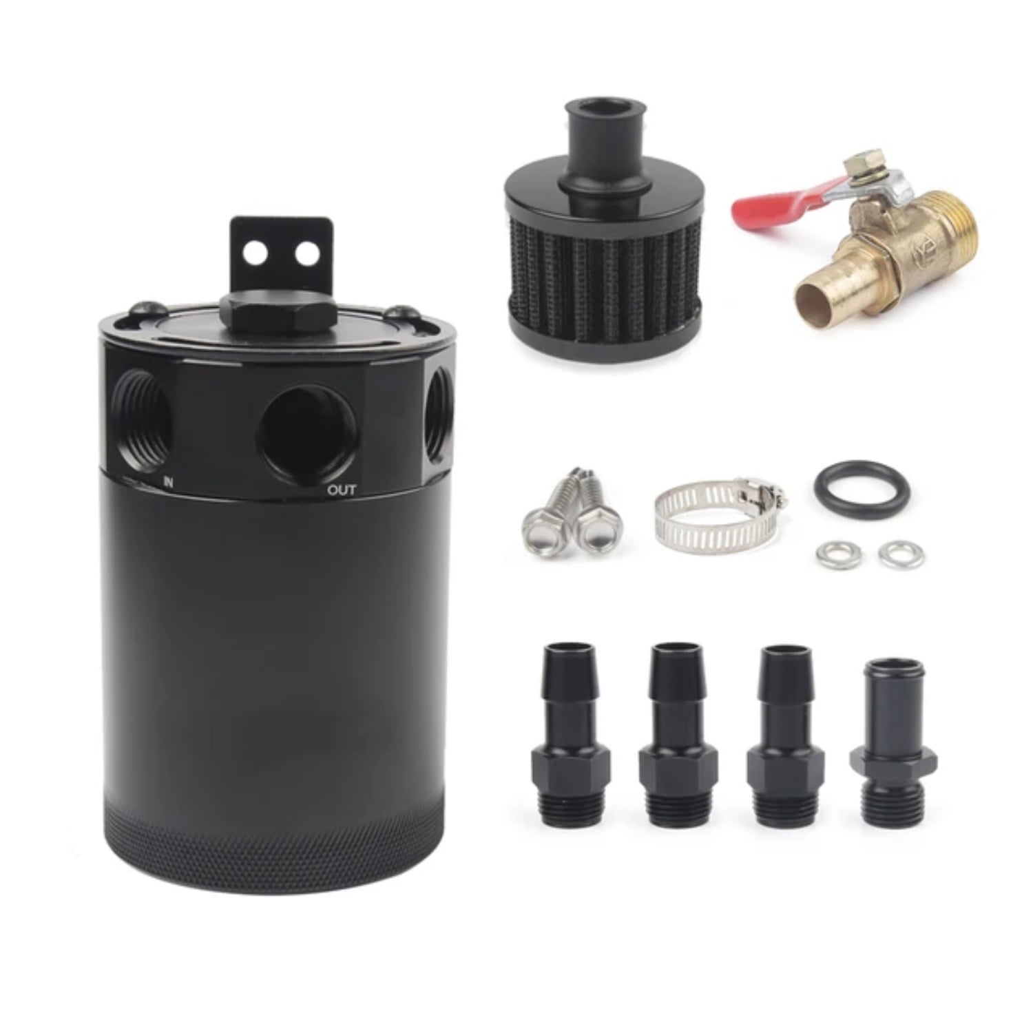 FHESLIN Aluminum 2-port/ 3-port Oil Catch Can Tank with Breather Filter ...