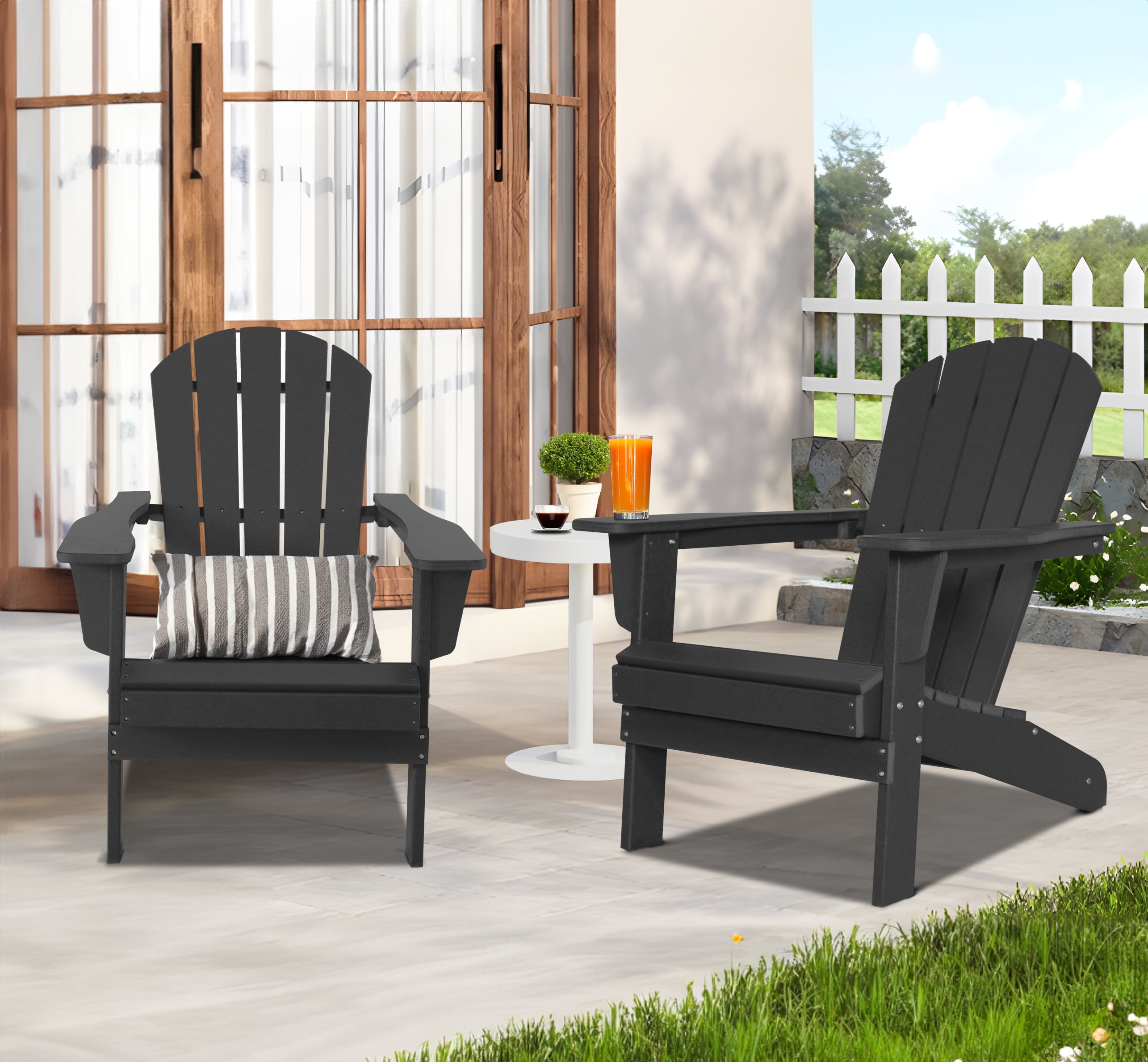 FHFO Adirondack Chairs Set of 2 Outdoor Furniture Fire Pit Chairs Weather Resistant Black Walmart