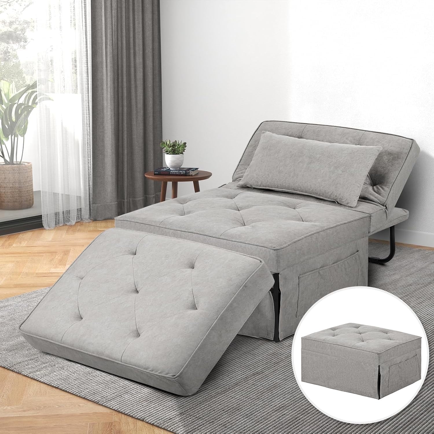 FHFO 4-in-1 Convertible Sofa Bed，multi-function single sofa bed chair ...