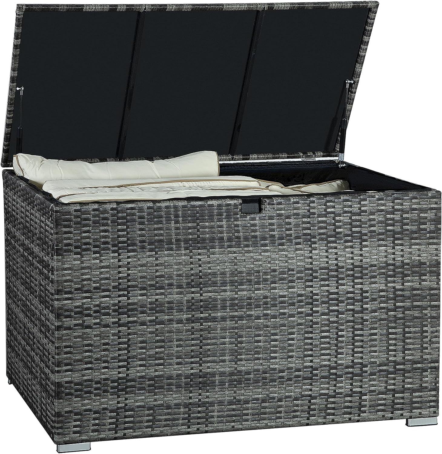 FHFO Large Rattan Wicker Deck Box, 120 Gallon Outdoor Patio Storage ...