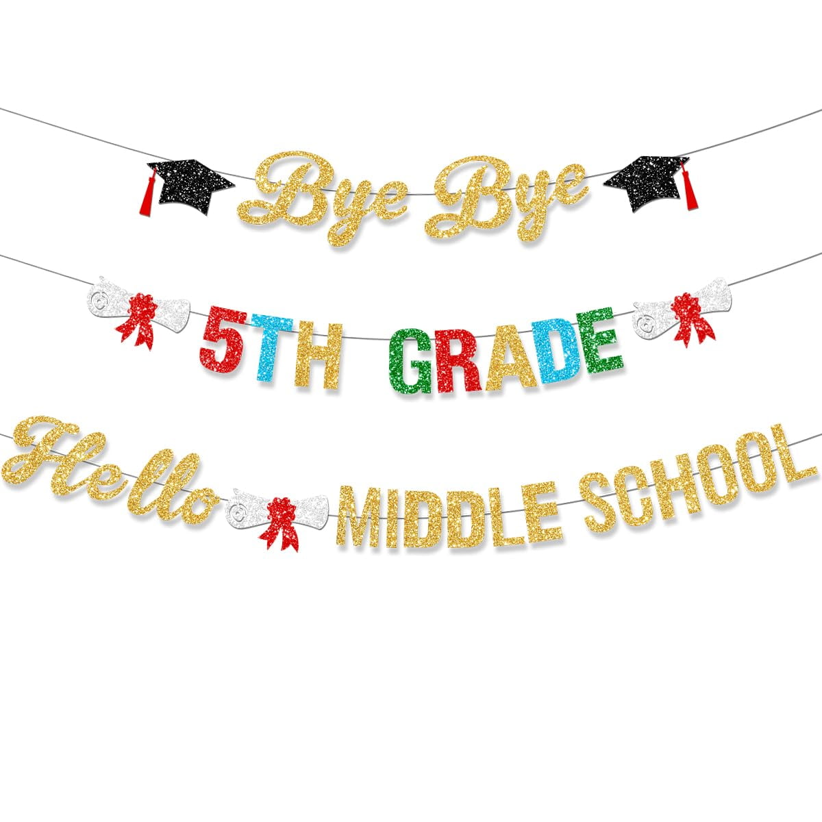 FHGG 5TH Grade Graduation SSF20 Decorations Banner Glitter Gold ...