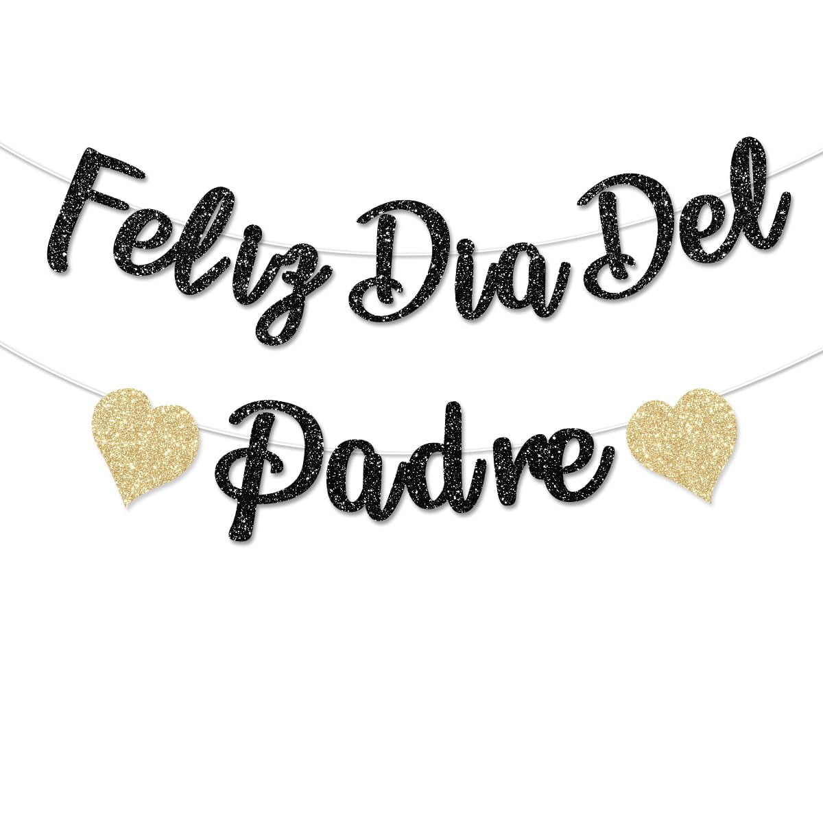 FHGG Feliz Día Del RRF12 Padre Decorations Banner Black Glitter Happy ...