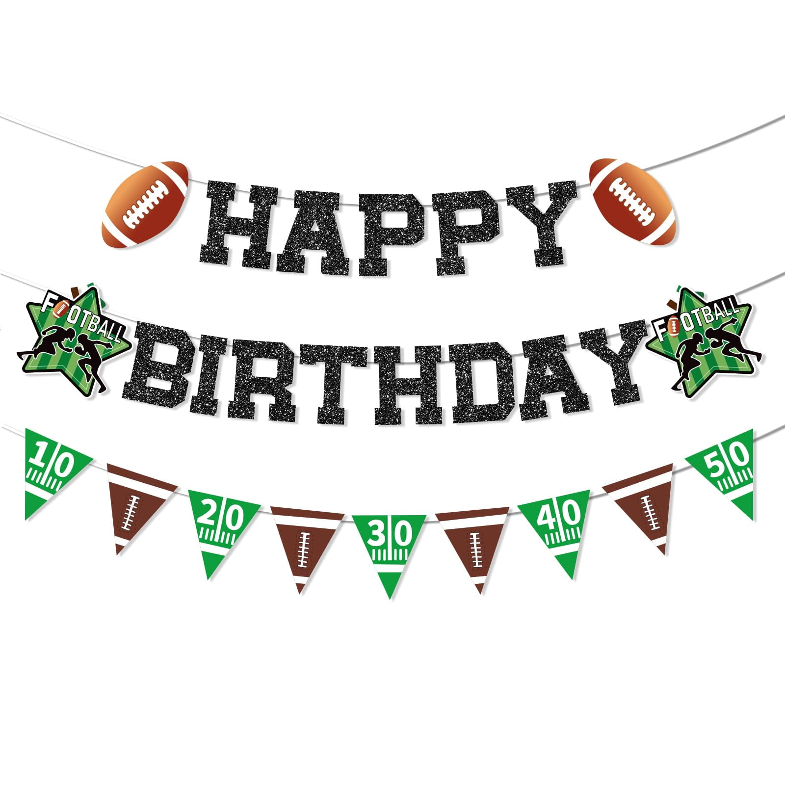 FHGG Glitter FootballEGSC Birthday Decorations Banner NO DIY Football ...
