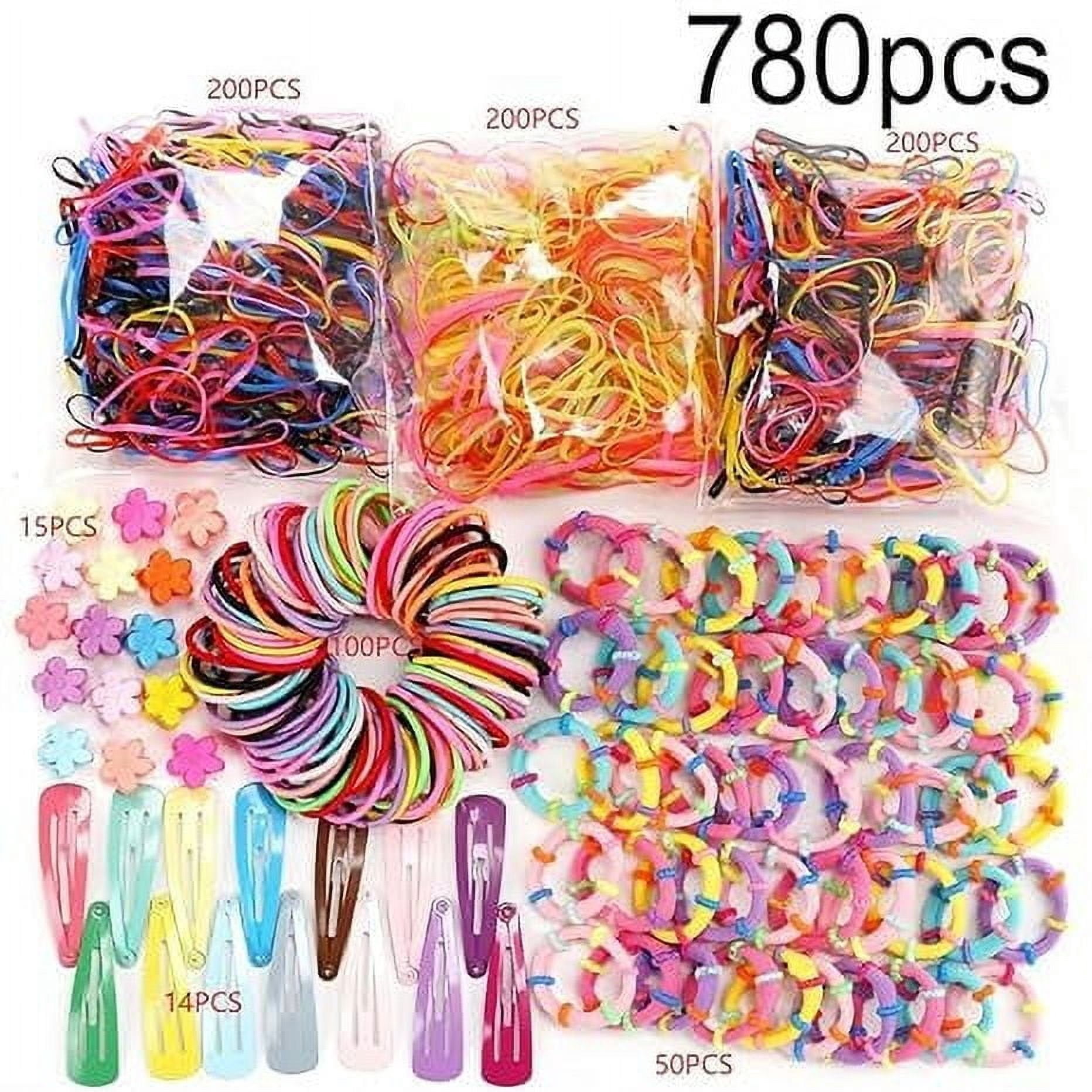 FHK 780Pcs Hair Ties, Kids Hair Accessories for Girls, Cute Fun Hair ...