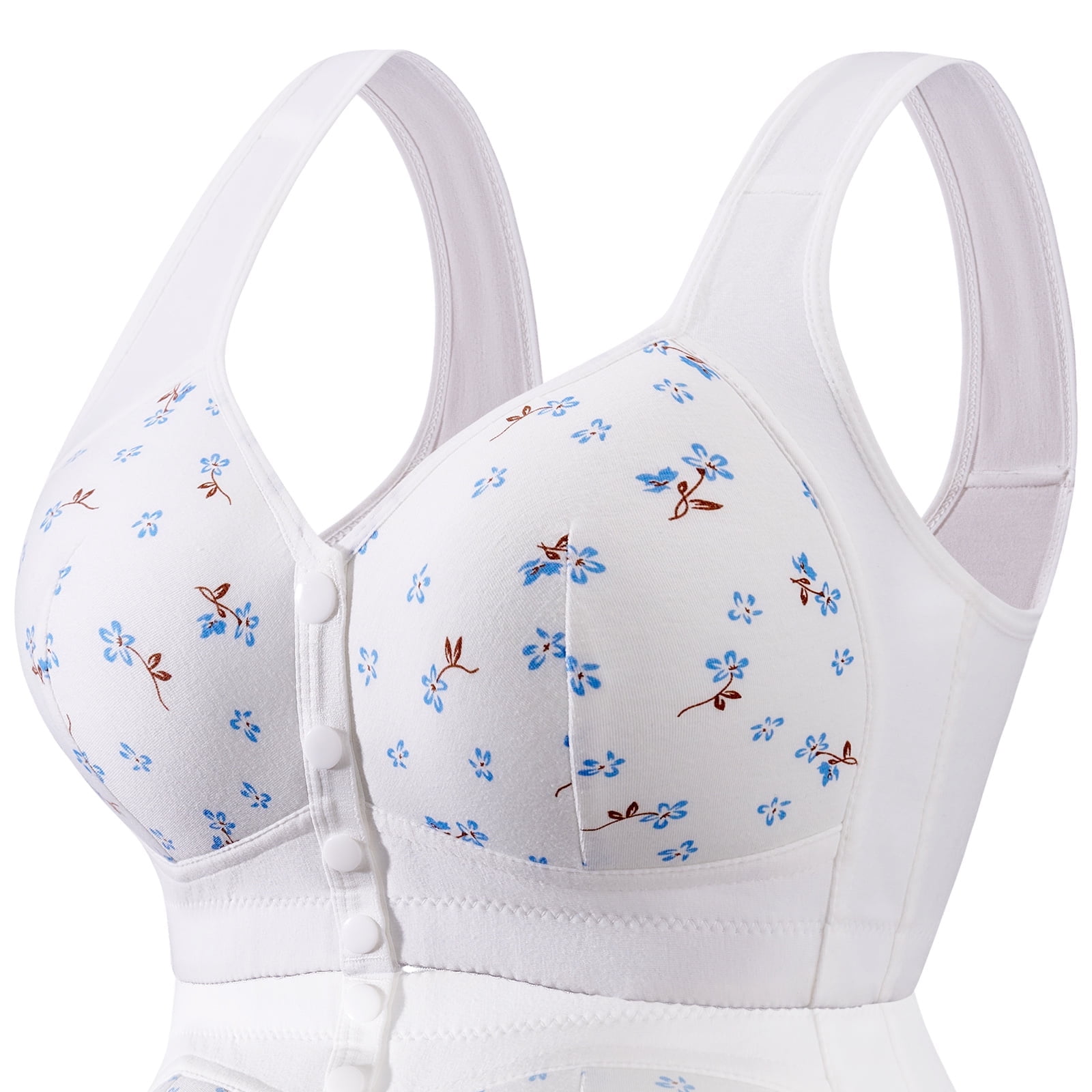 FHTECO Daisy Bras for Older Women Floral Plus Size Bra Wireless Front ...