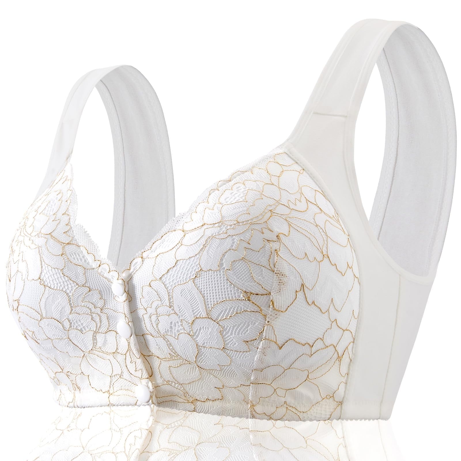 FHTECO No Underwire Lace Bras for Women Sponge Cup Front Closure Bras ...