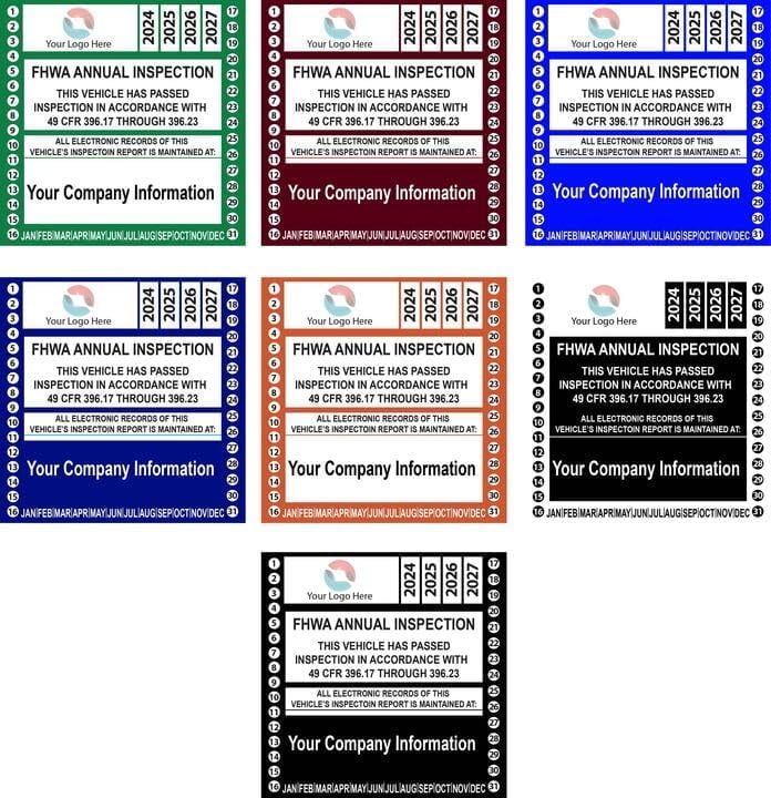 FHWA Vehicle Annual DOT Inspection Stickers 2024, 4" X 4" Truck Decal ...