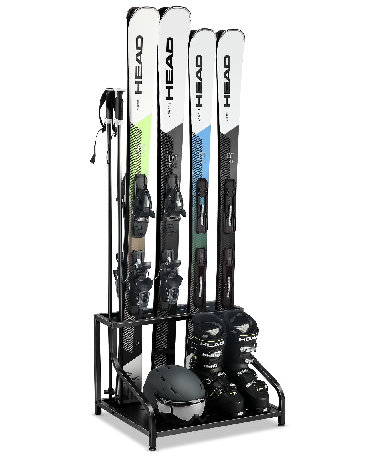 FHXZH Ski Storage Rack for Garage - Freestanding Ski Holders for 4 ...