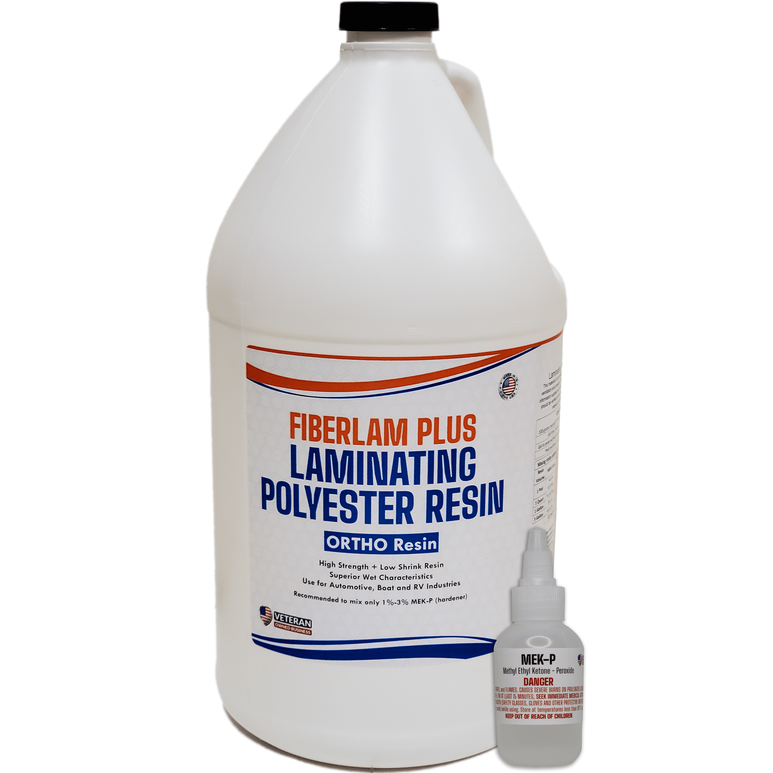 FIBERLAM PLUS 1G POLYESTER RESIN 1 Gallon +MEKP; Low Viscosity Coating ...