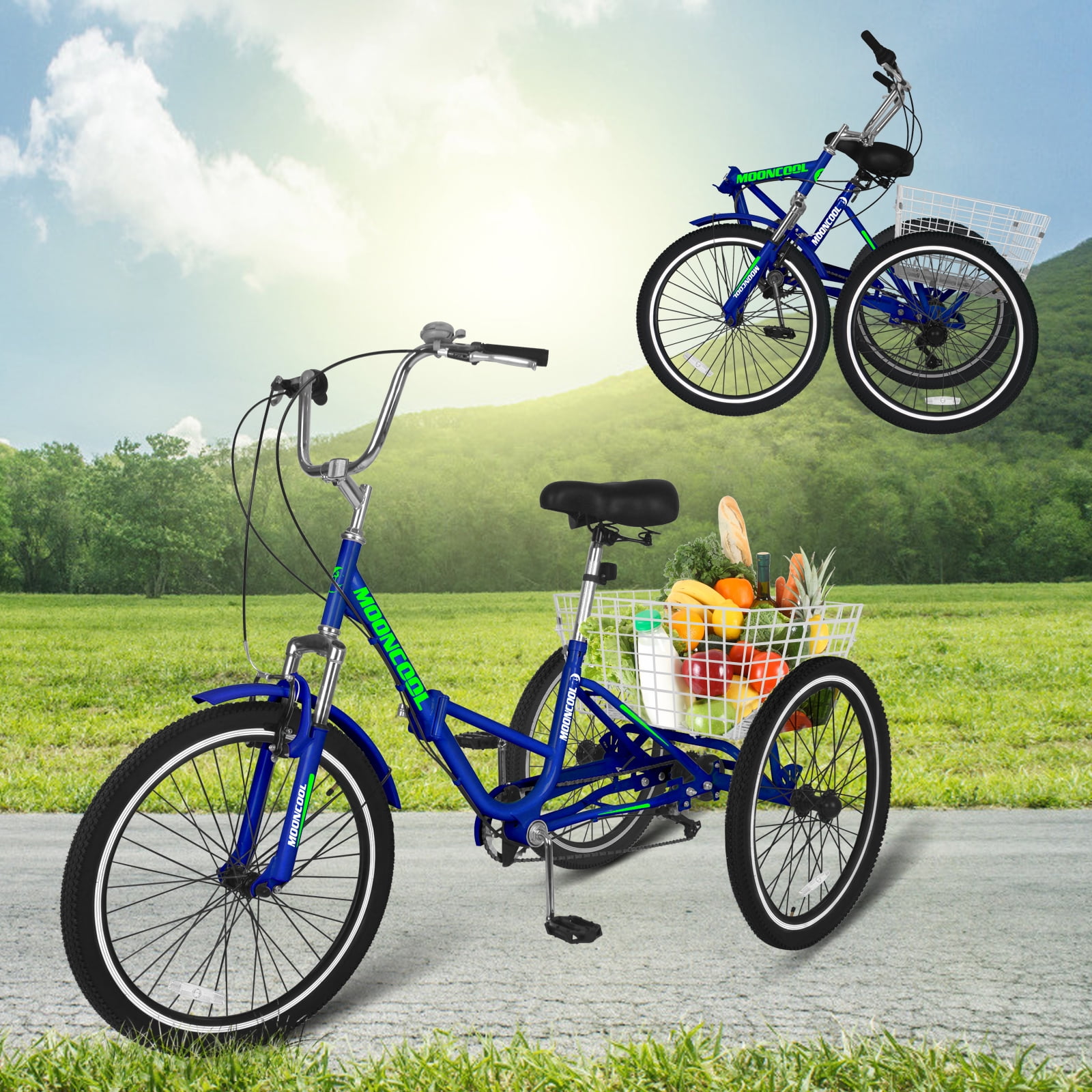 FICISOG 20-Inch Foldable Adult Tricycle for Women, 7 Speed Adult ...