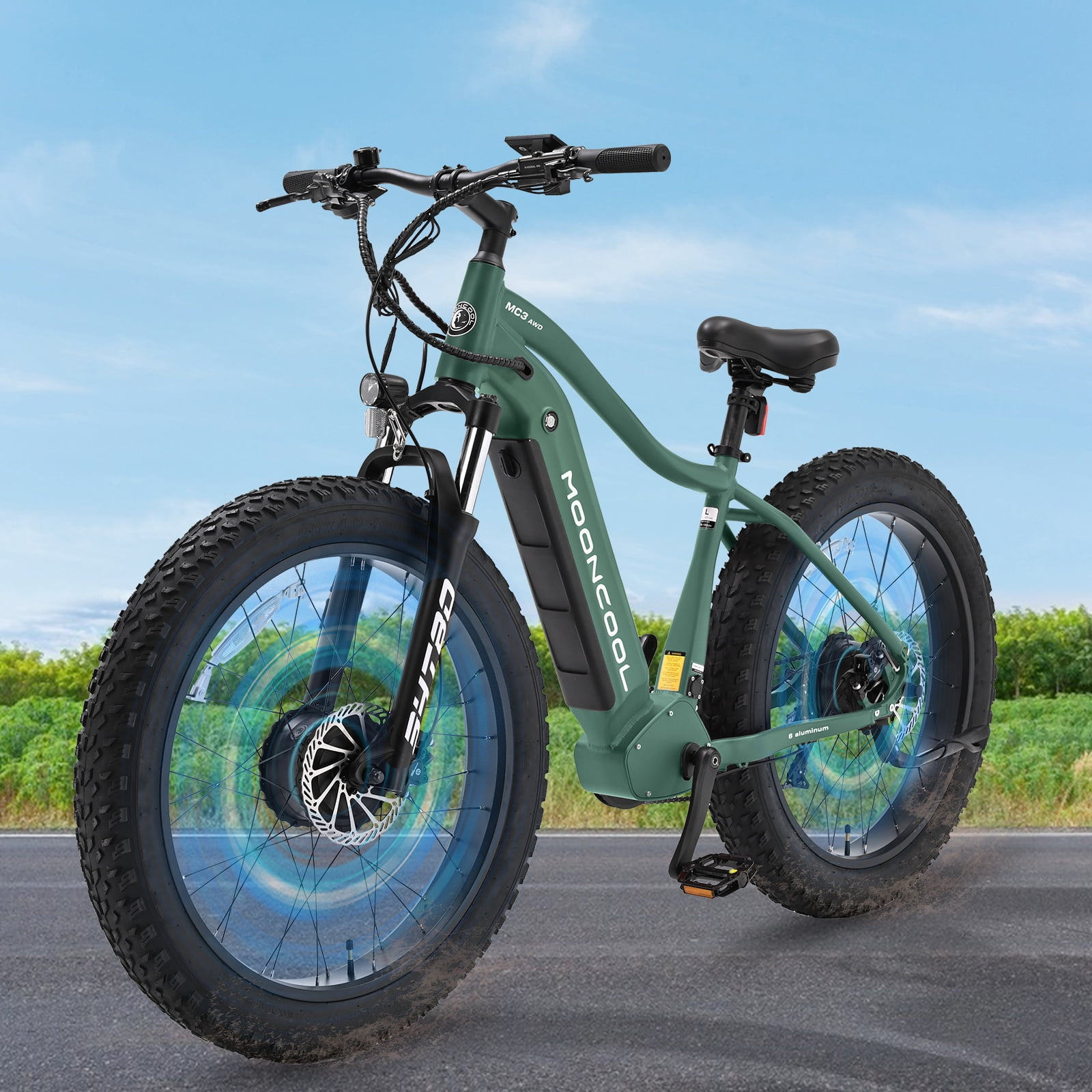 FICISOG 26" x 4" Adult Fat Tire Electric Bike , 500Wx2 Dual Motor AWD MTB, All Terrain Ebikes ...