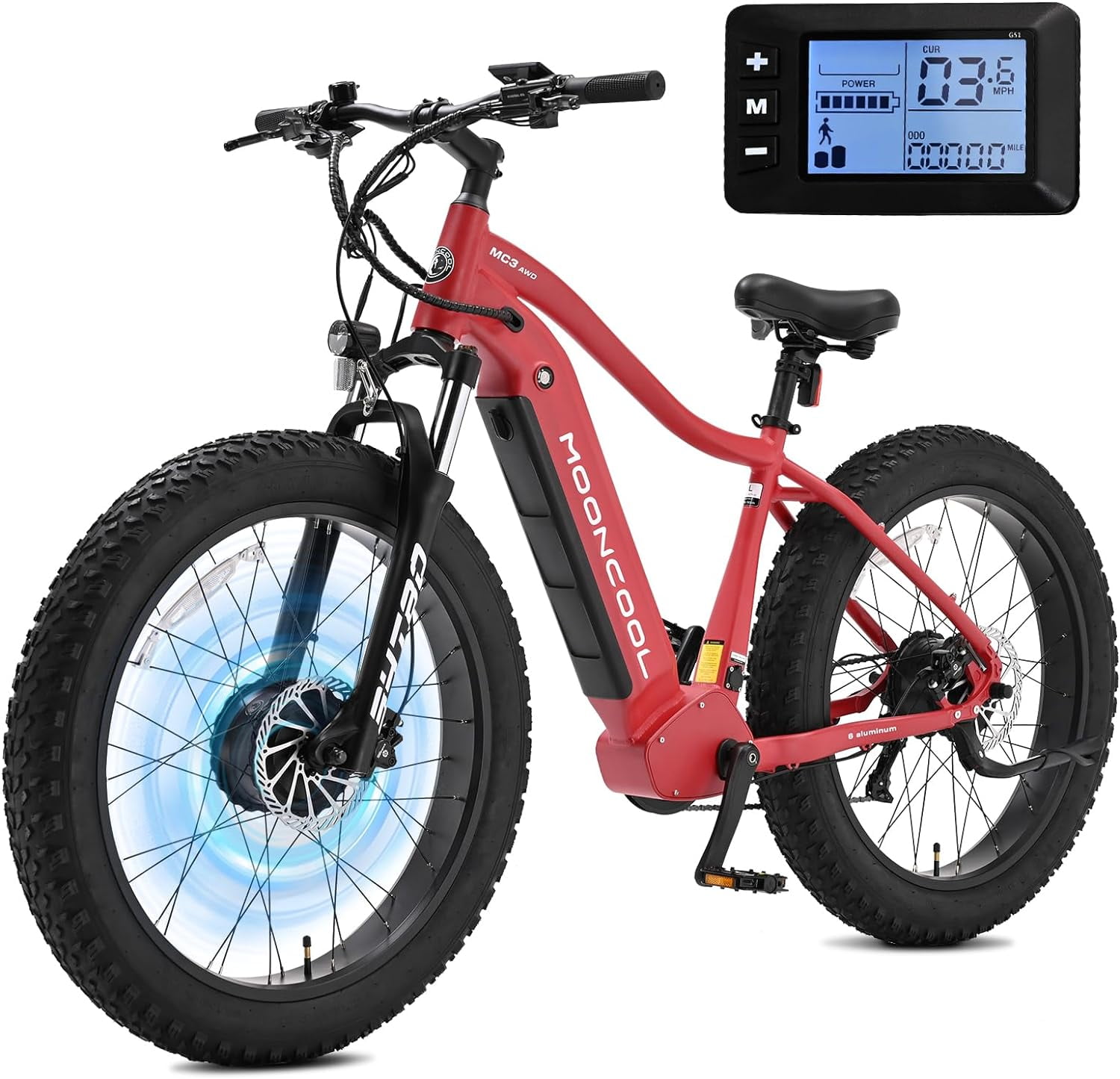 FICISOG 26" x 4" Fat Tire Adult Electric Bike , 500Wx2 Dual Motor AWD ...