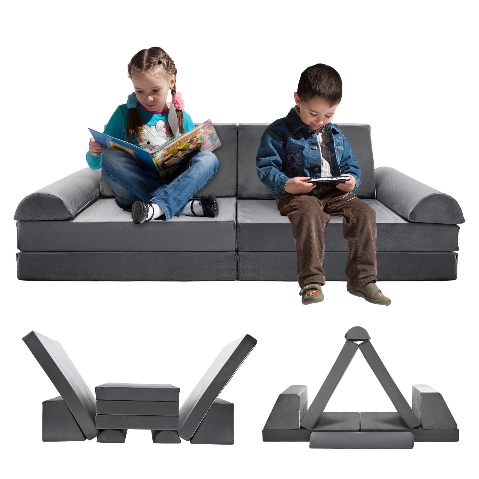 FICISOG 8PCS Play Sofa Set for Kids, Modular Sofa Fold Out Couch ...