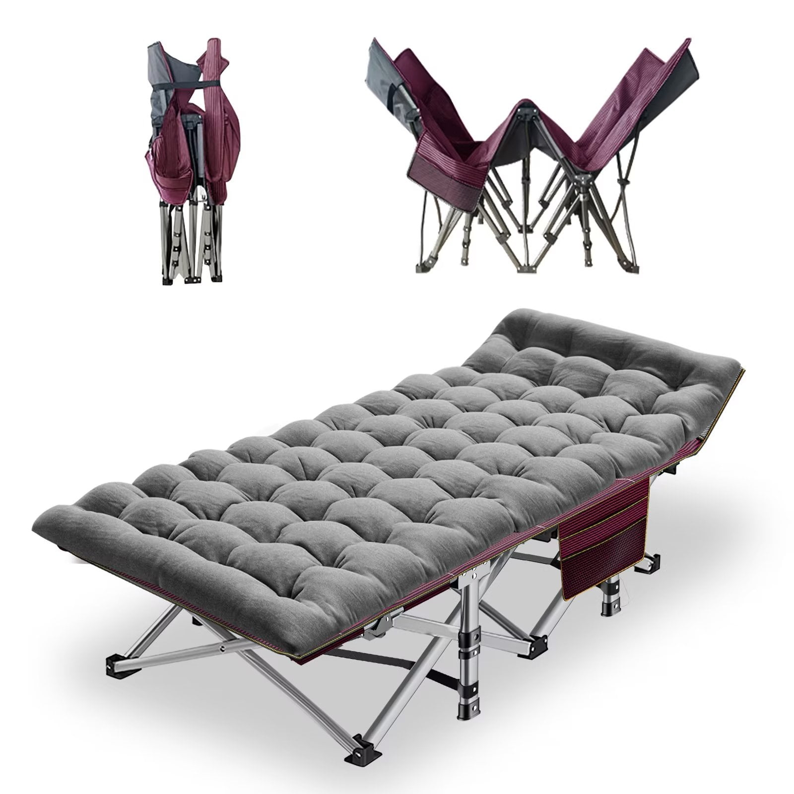 FICISOG Adult Folding Camping Cots 880lbs Layer Oxford Sleeping Cots ...