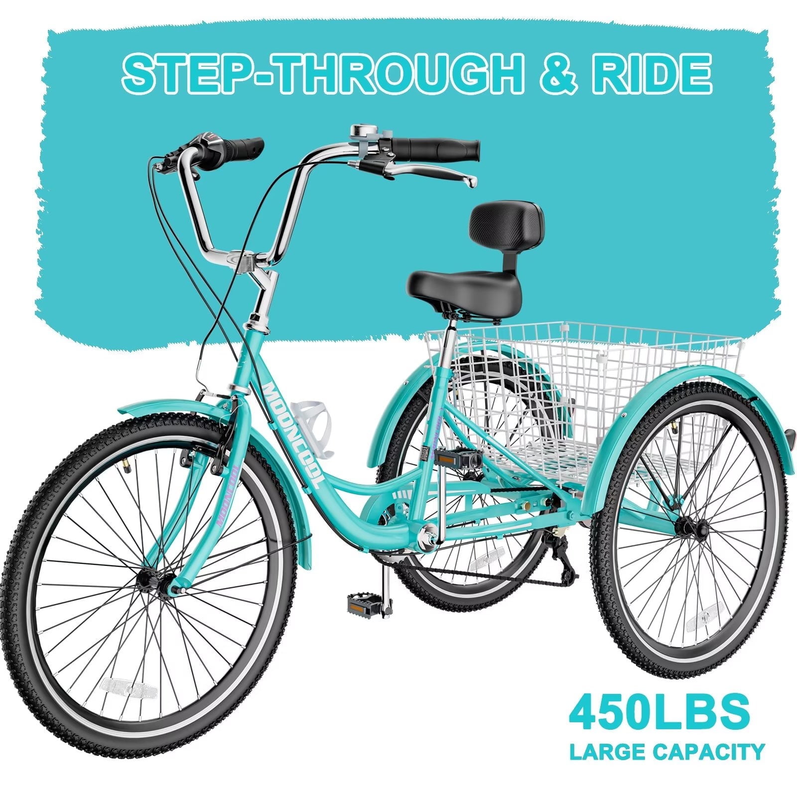 FICISOG Adult Three Wheeler Bicycle, 7 Speed Tricycle, 20/24/26 Inch ...