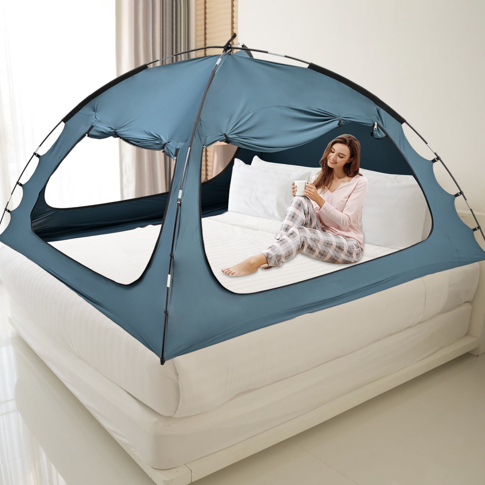 FICISOG Bed Tent Bed Canopy Tents Queen Size, Portable Dream Tent ...