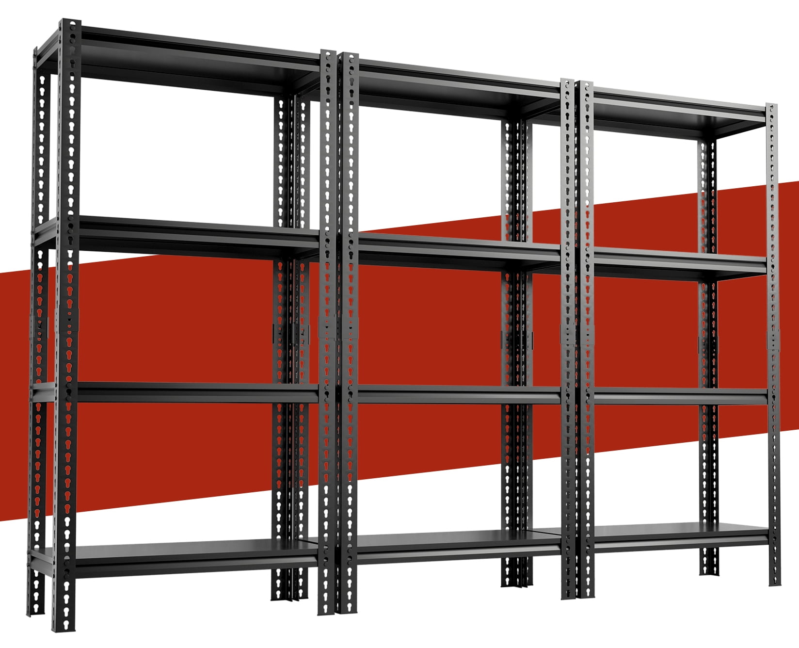 FICISOG Black Metal Shelving Units for Garage, 4 Tier Adjustable Heavy ...